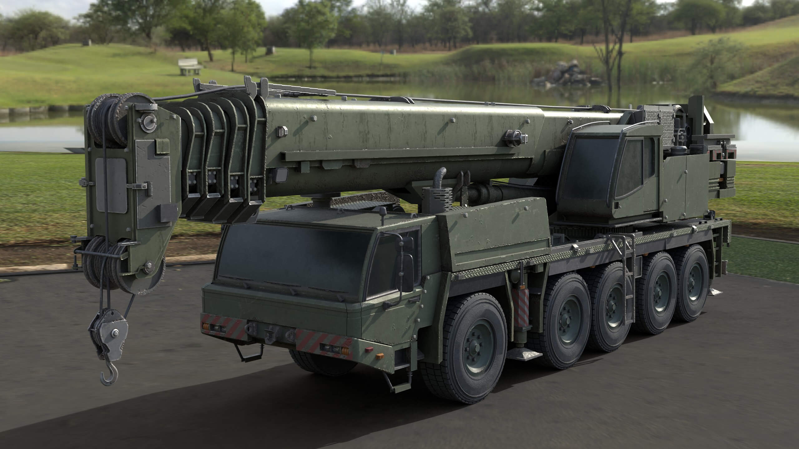 Tadano Faun Atf 100-5 Military Crane 3D Model by 3dstudio