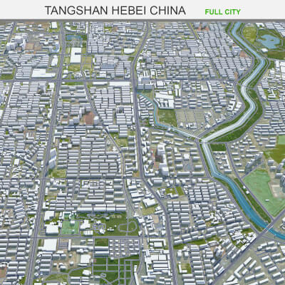 Tangshan City Hebei China 3D Model 60km by 3dstudio
