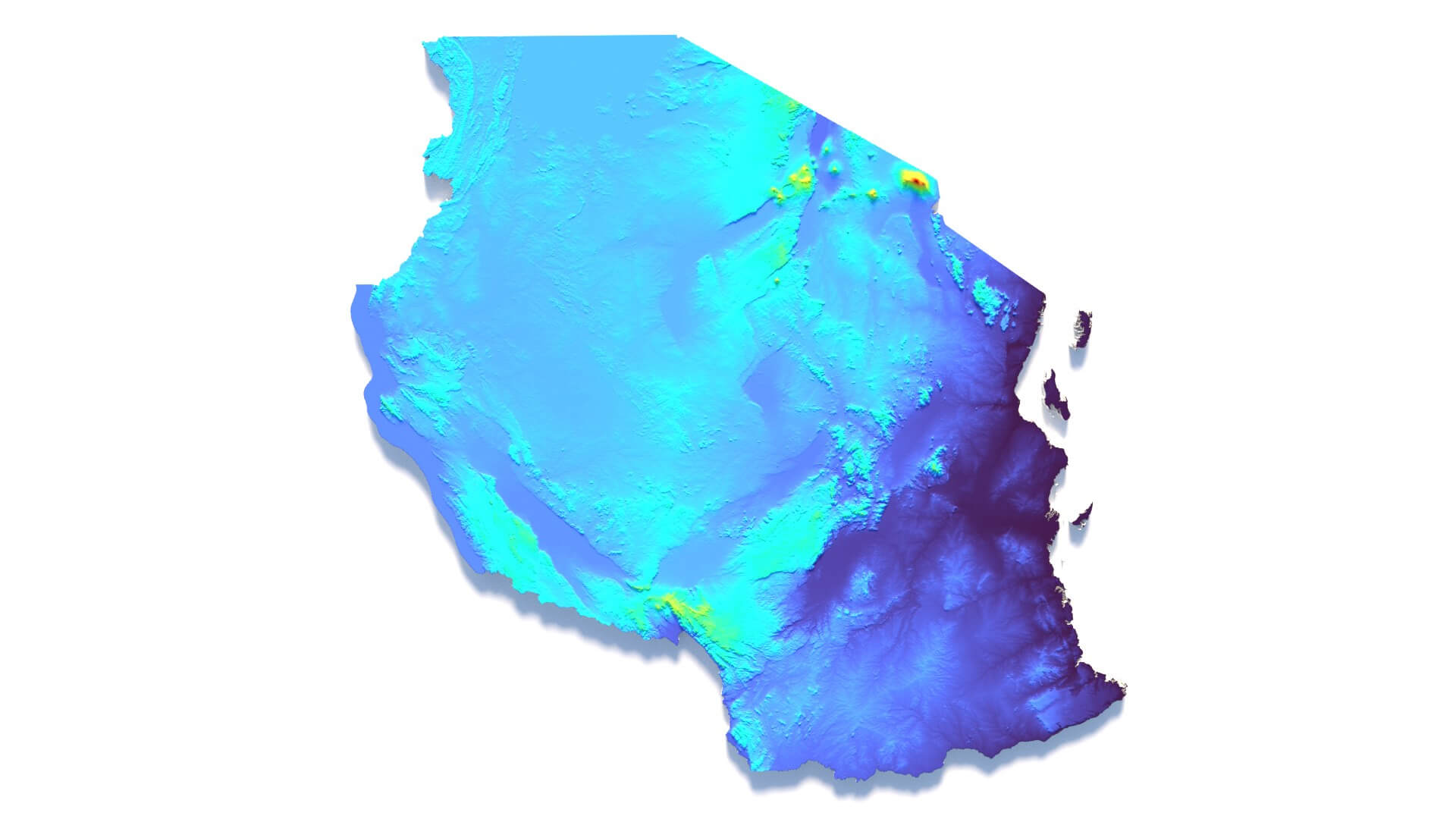 Tanzania Terrain Map - 3D Model by 3dstudio