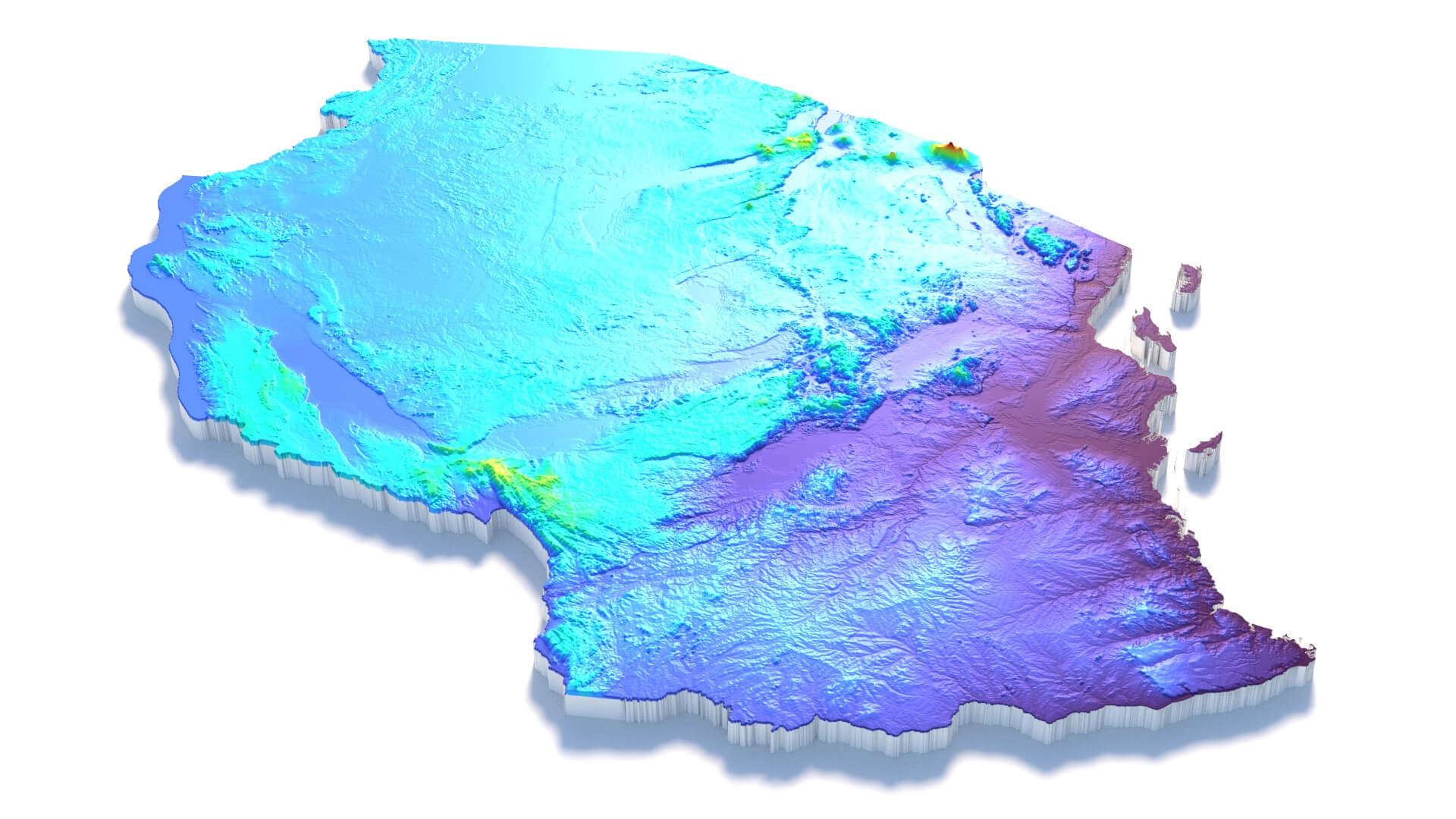 Tanzania Terrain Map - 3D Model by 3dstudio