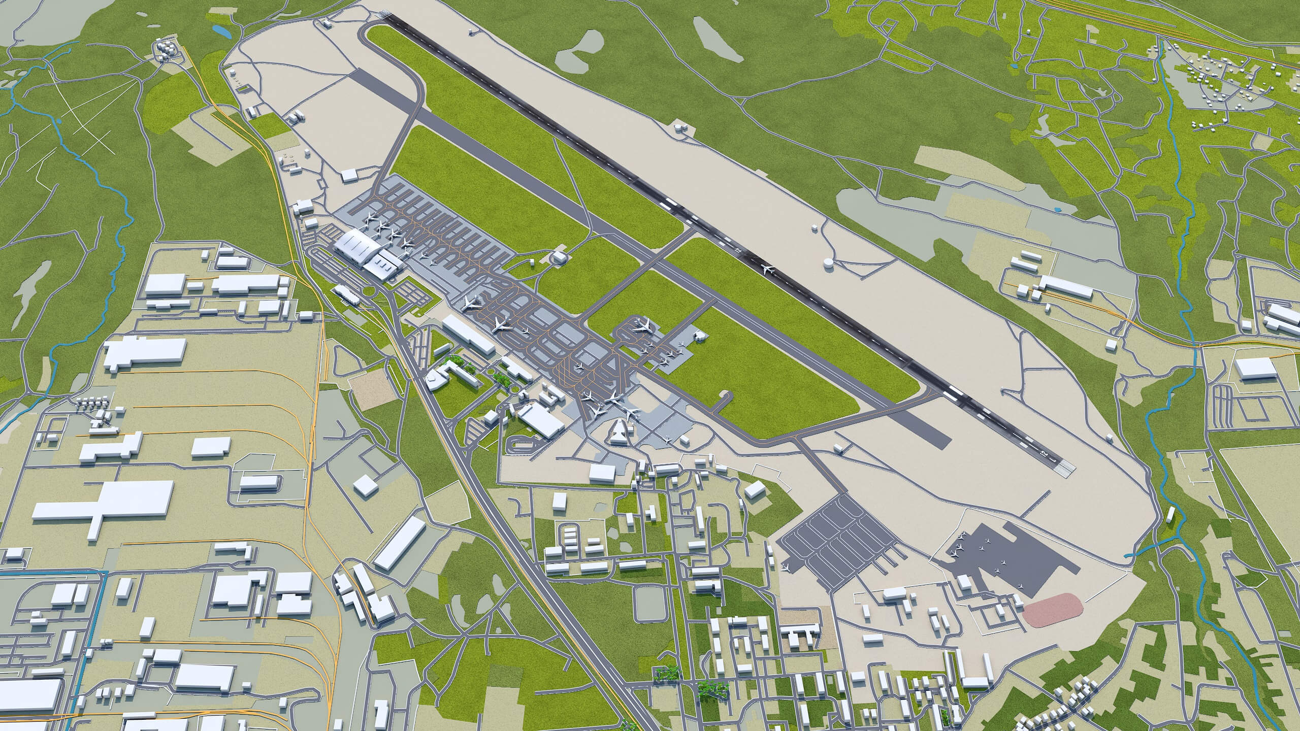 Tbilisi Airport 3D Model 10km by 3dstudio