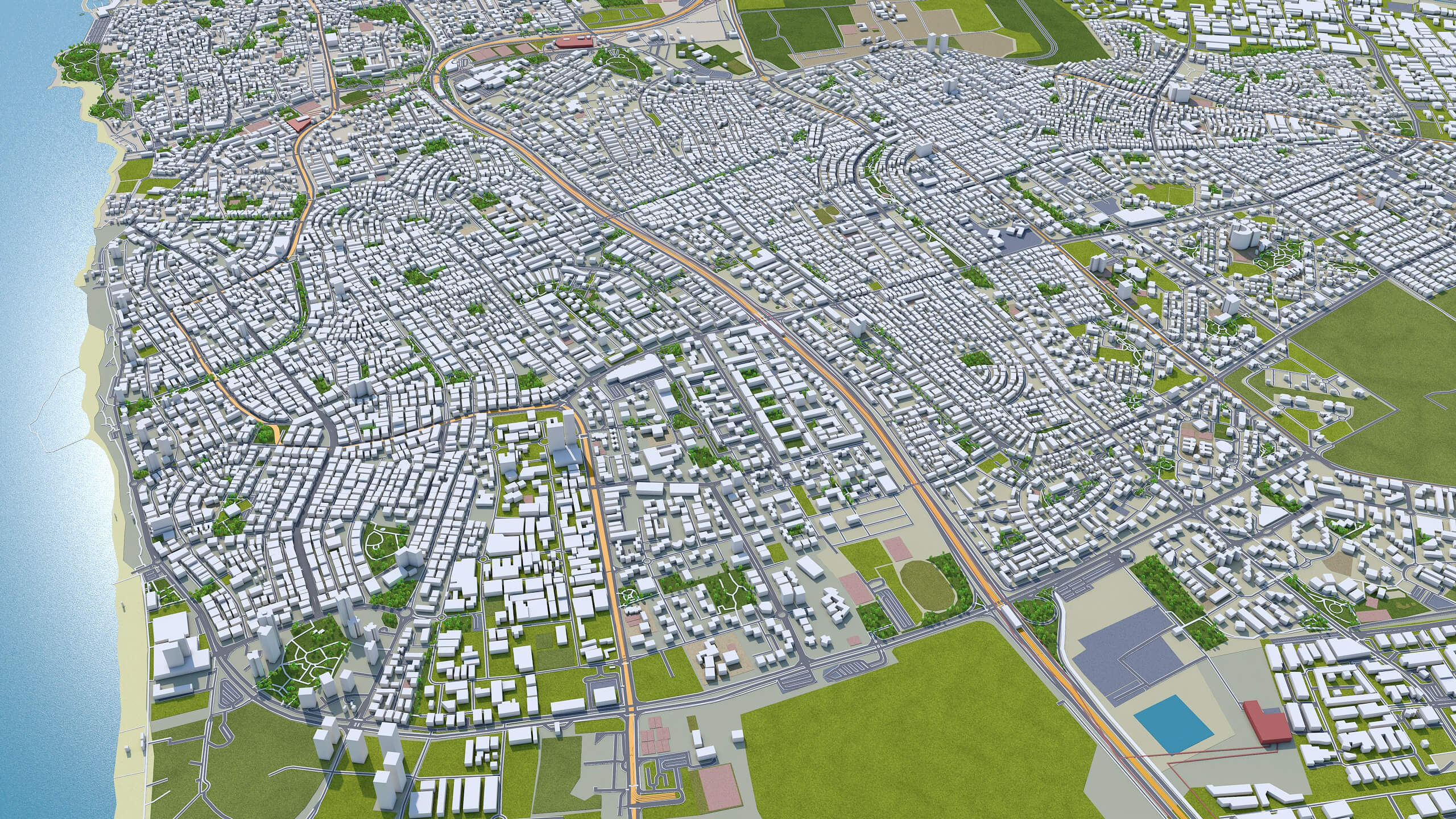 Tel Aviv, Israel 30km - 3D Model by 3dstudio