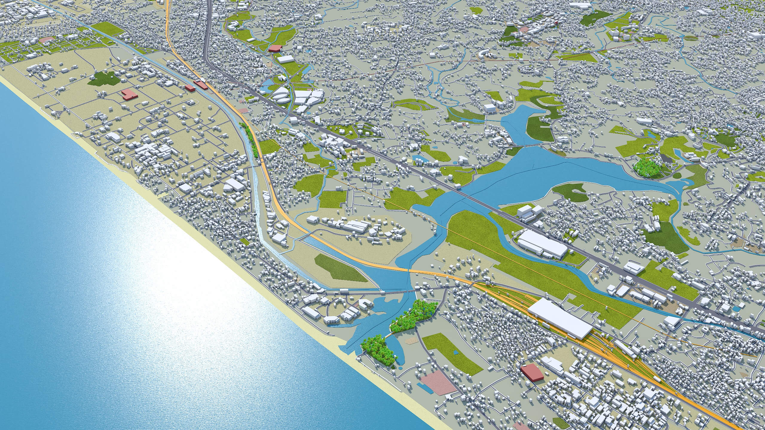 Thiruvananthapuram City Kerala India 3D Model 35km by 3dstudio