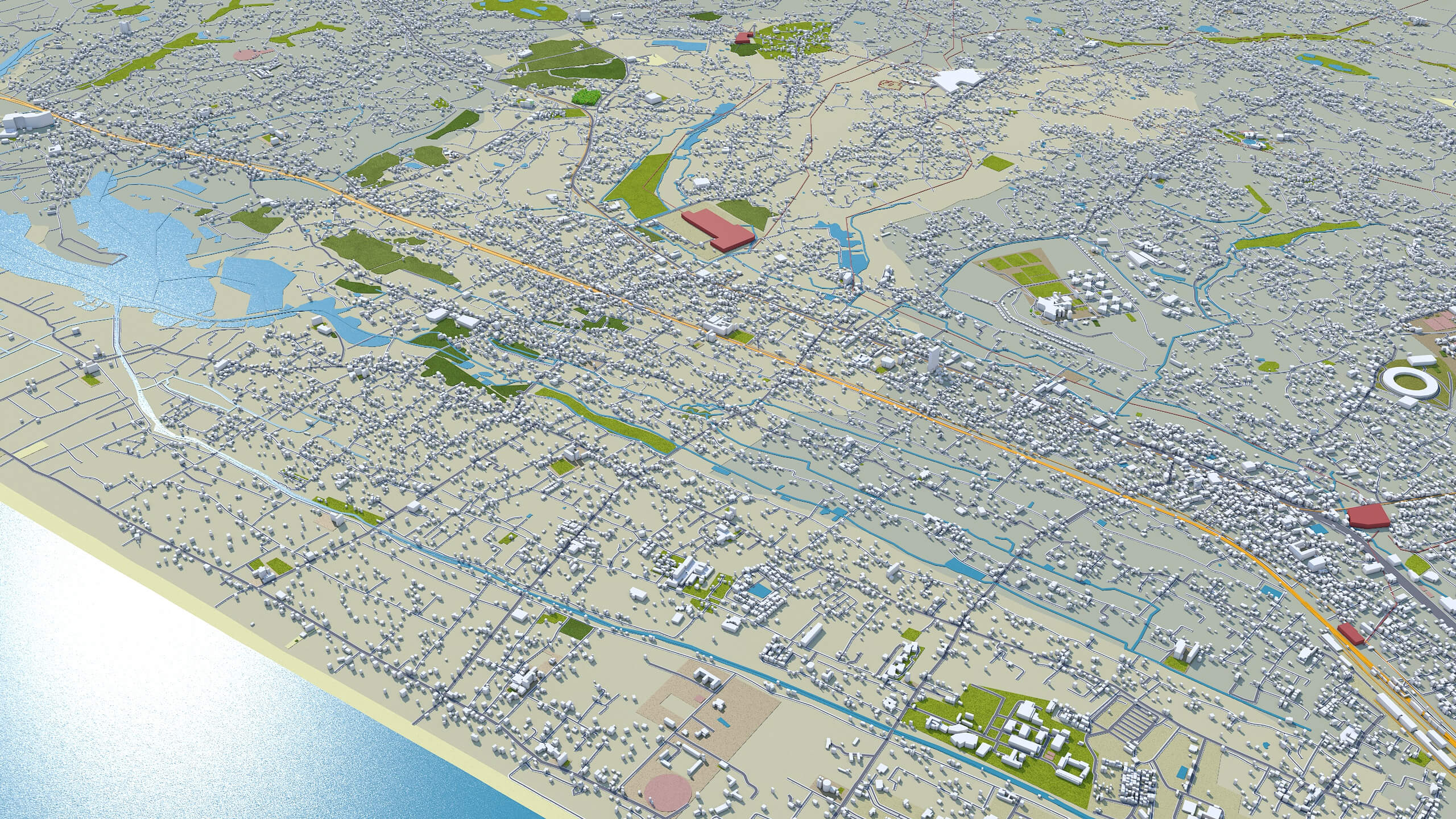 Thiruvananthapuram City Kerala India 3D Model 35km by 3dstudio