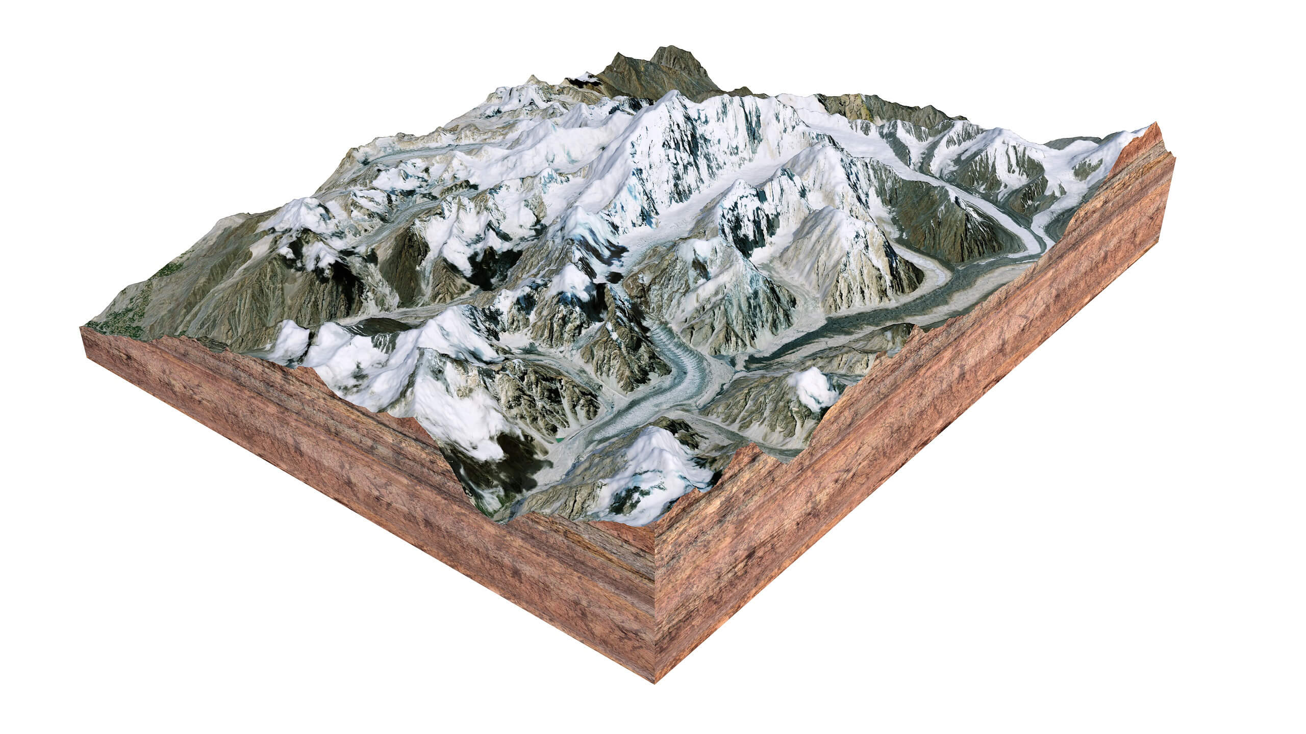 Tirich Mir Mountain Pakistan Terrain 3D Model by 3dstudio