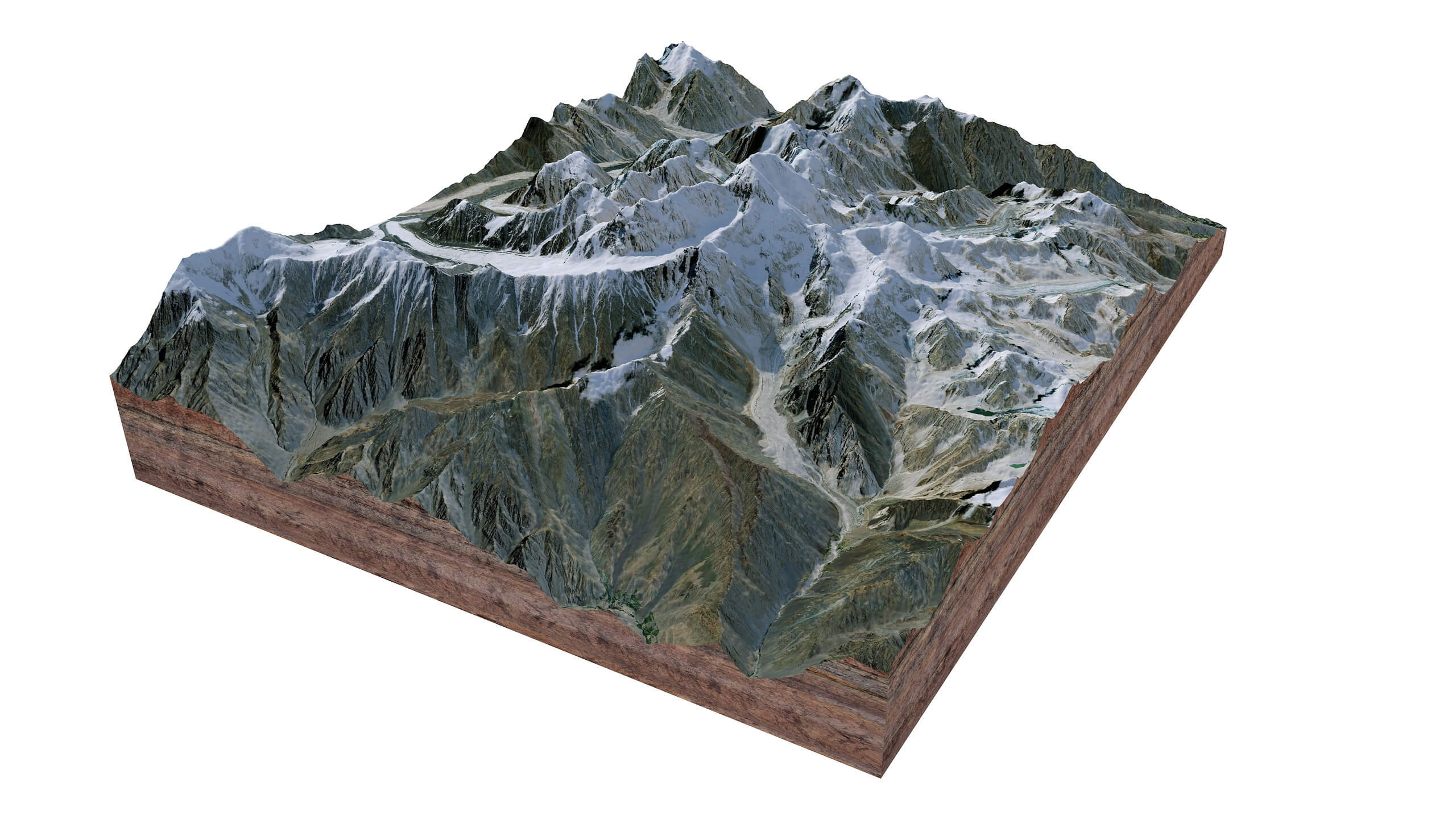 Tirich Mir Mountain Pakistan Terrain 3D Model by 3dstudio