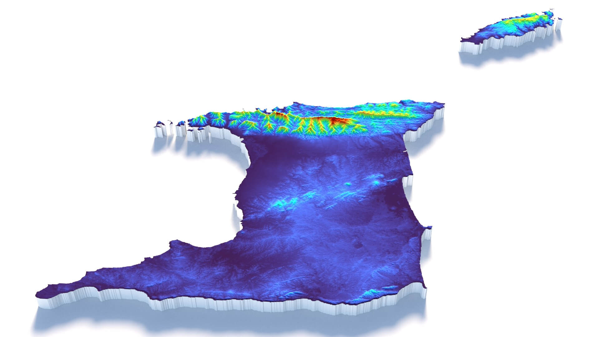 Trinidad and Tobago Terrain Map - 3D Model by 3dstudio