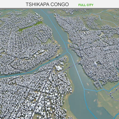 Tshikapa City Congo 3D Model 20km by 3dstudio