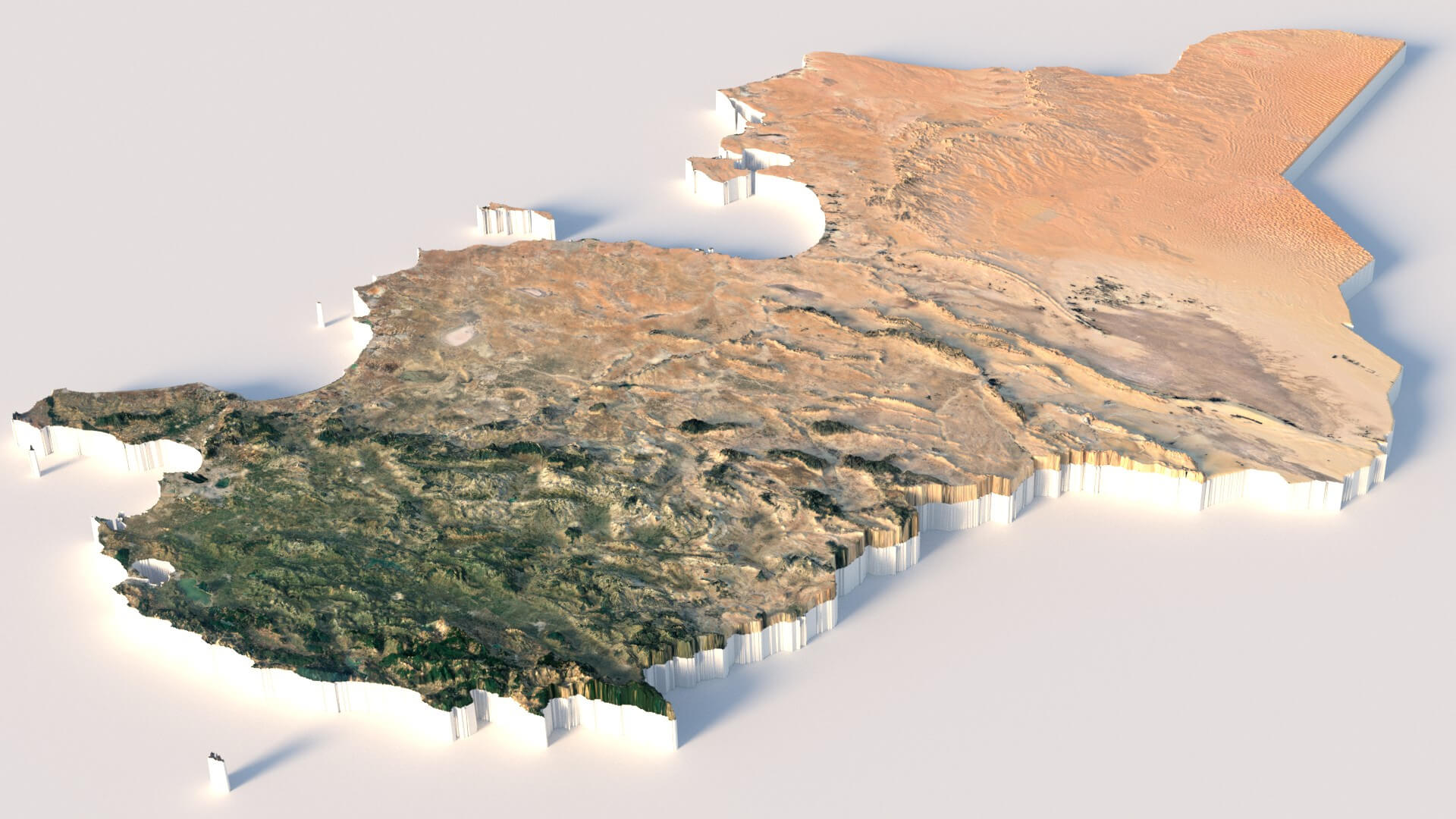 Tunisia Terrain Map - 3D Model by 3dstudio