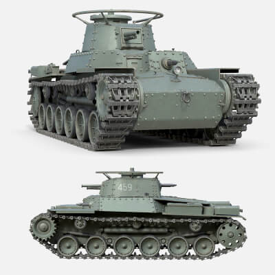 Type 97 Chi-Ha Medium Tank 3D Model by 3dstudio