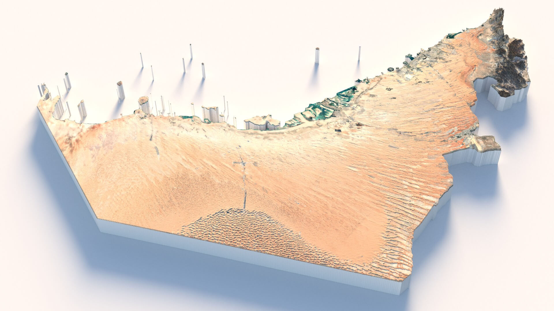 UAE Terrain Map - 3D Model by 3dstudio