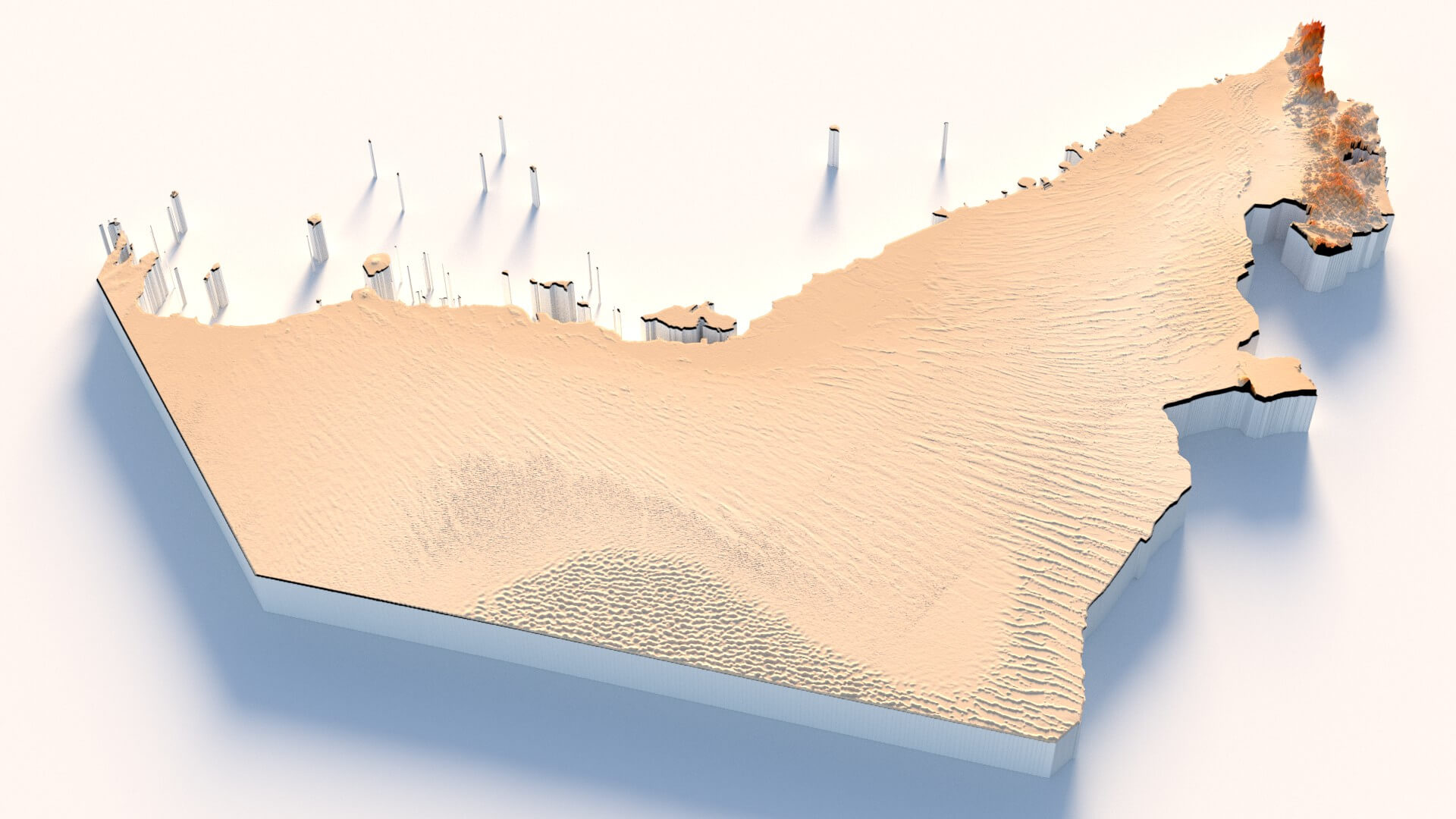 UAE Terrain Map - 3D Model by 3dstudio