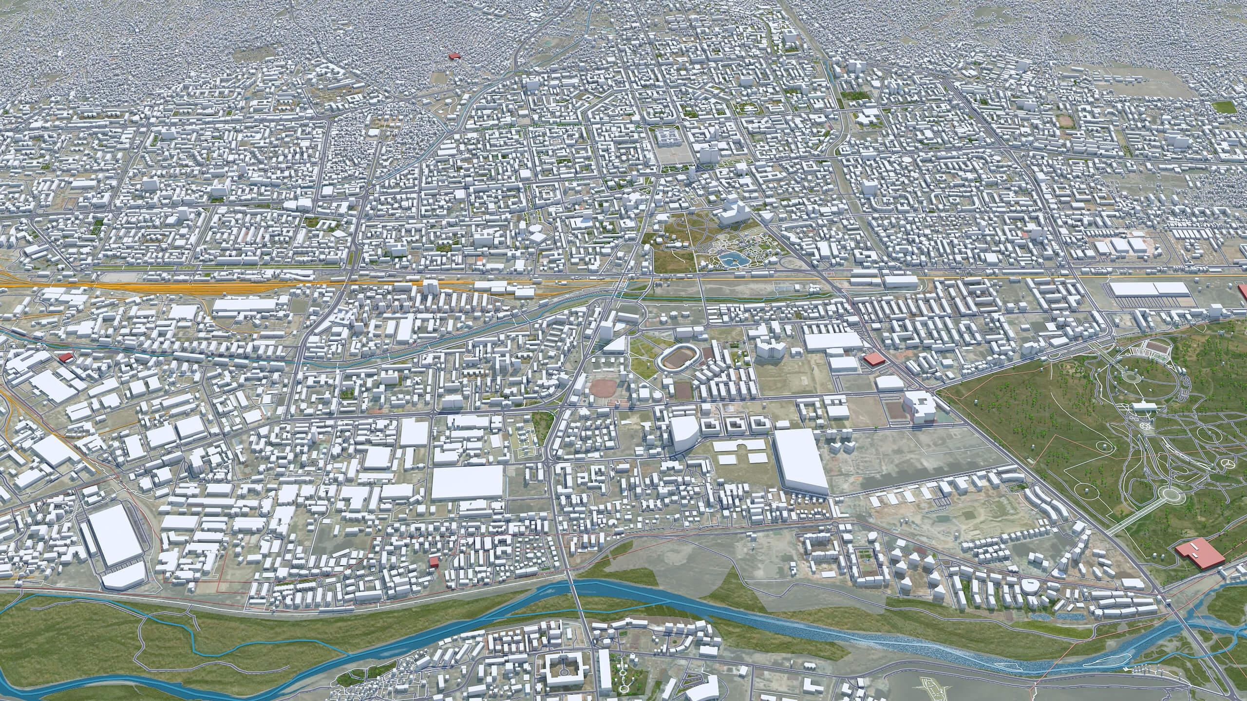 Ulaanbaatar City Mongolia 3D Model 50km by 3dstudio