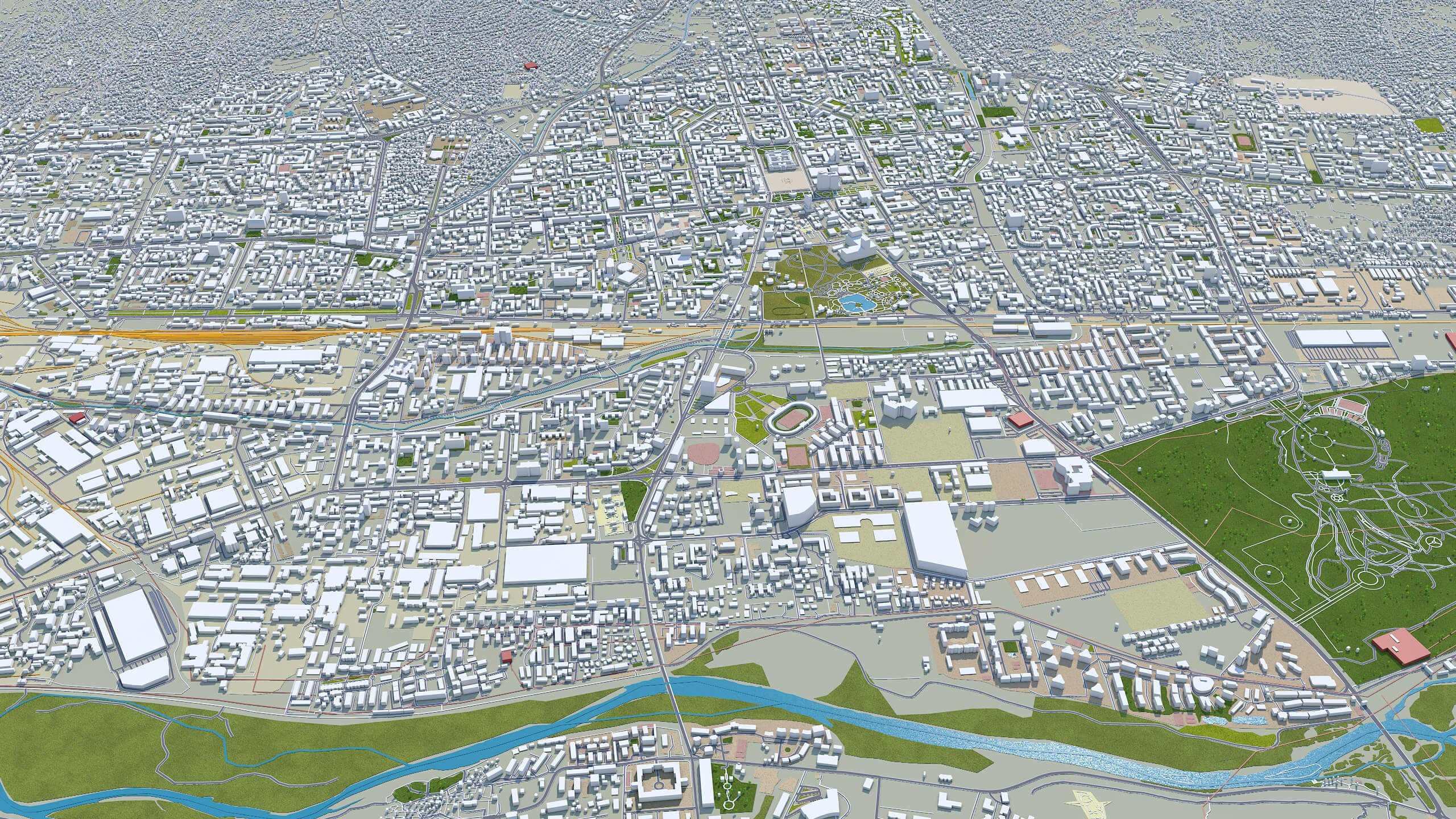 Ulaanbaatar City Mongolia 3D Model 50km by 3dstudio