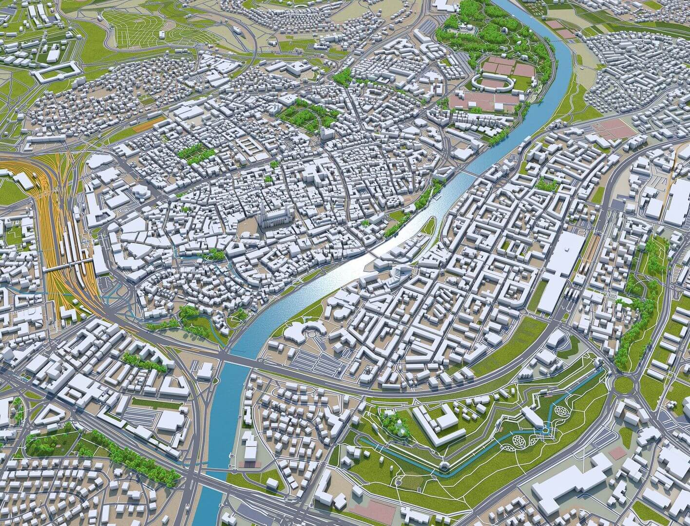 Ulm, Germany 40km - 3D Model by 3dstudio
