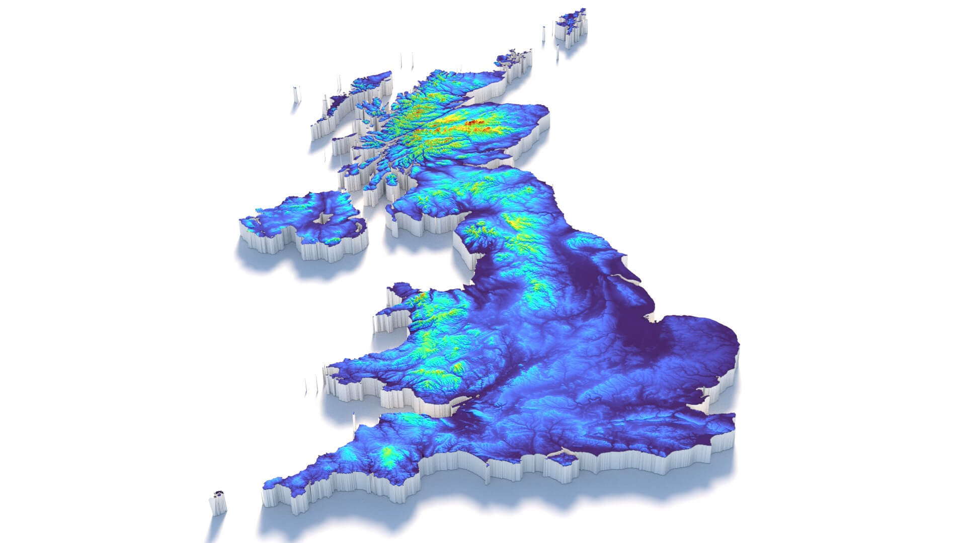 United Kingdom Terrain Map - 3D Model by 3dstudio