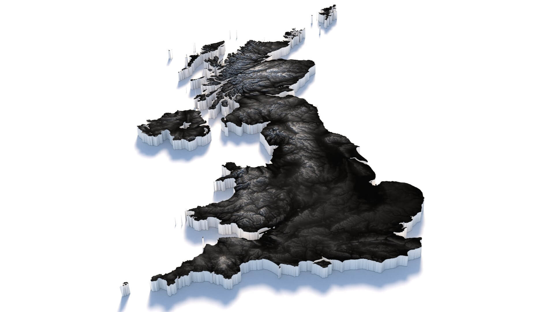 United Kingdom Terrain Map - 3D Model by 3dstudio