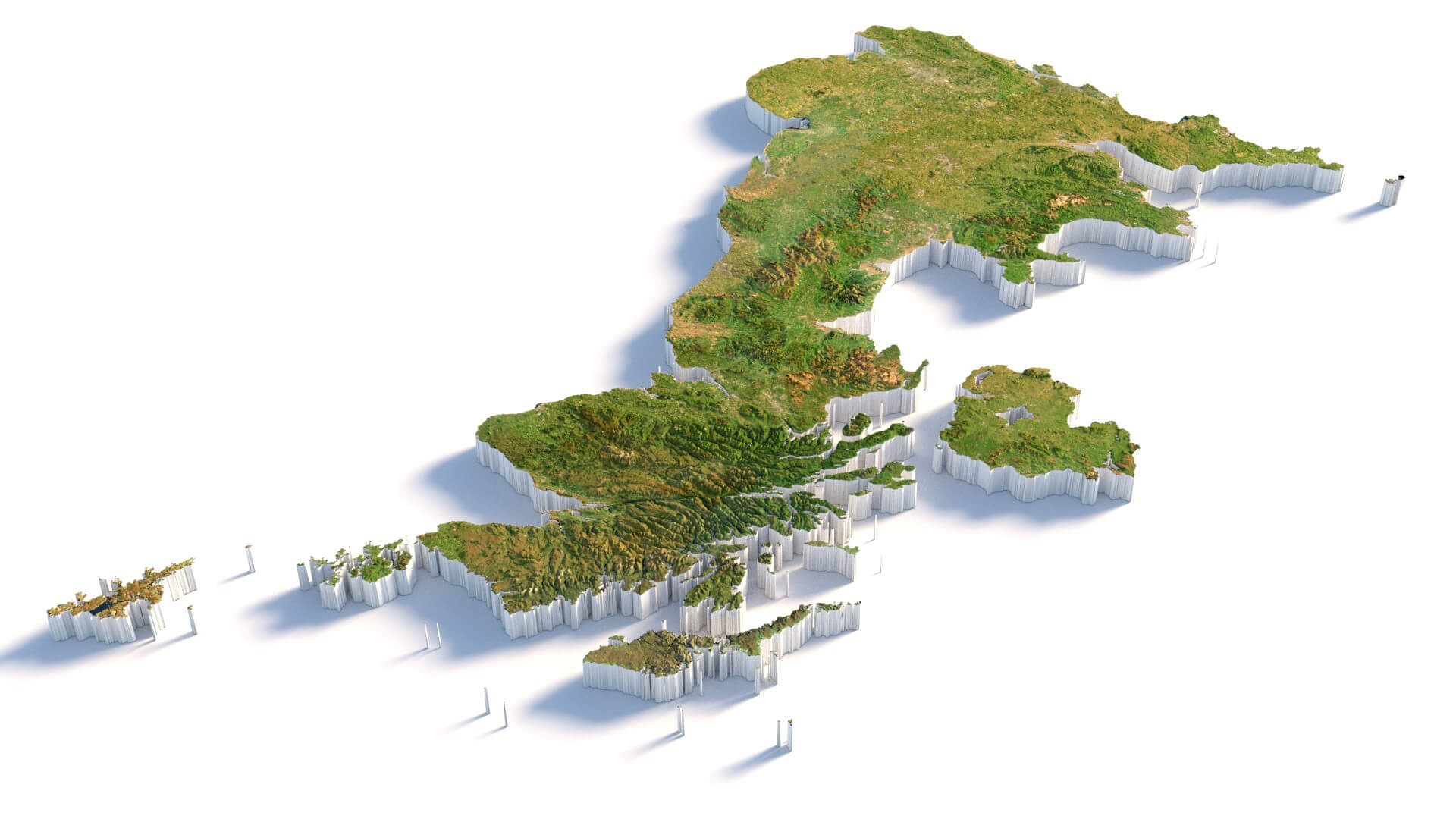 United Kingdom Terrain Map - 3D Model by 3dstudio