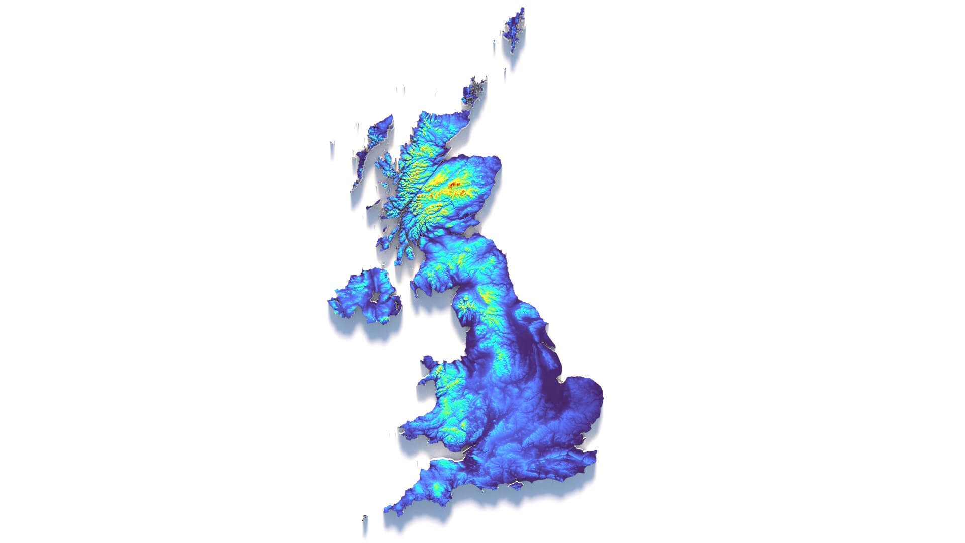 United Kingdom Terrain Map - 3D Model by 3dstudio