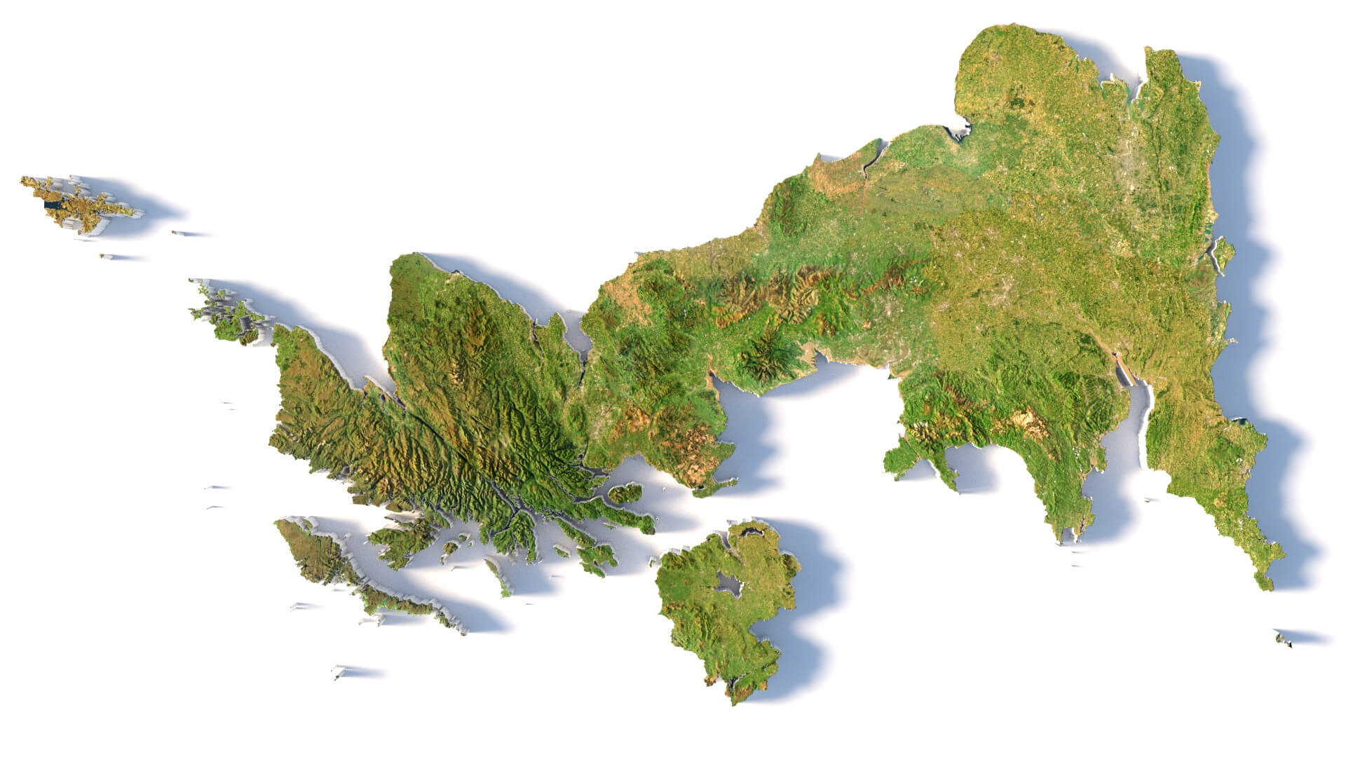 United Kingdom Terrain Map - 3D Model by 3dstudio
