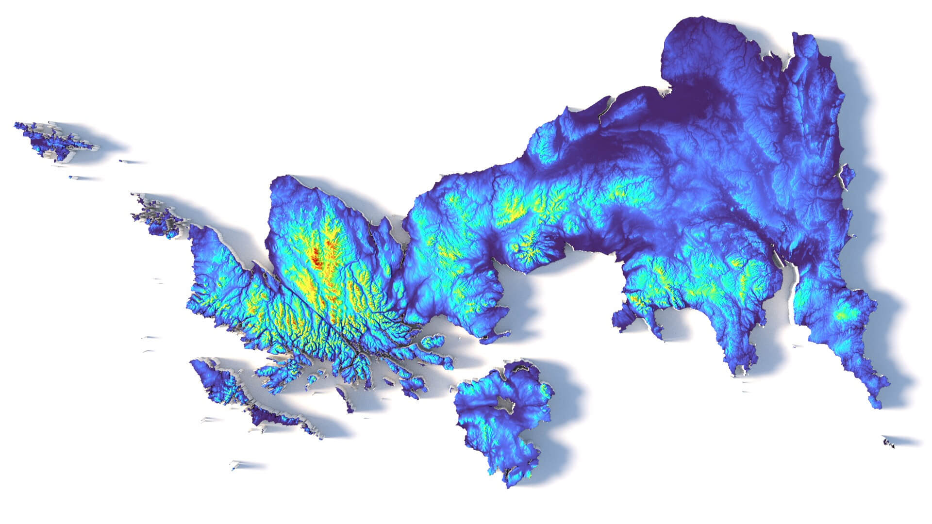 United Kingdom Terrain Map - 3D Model by 3dstudio