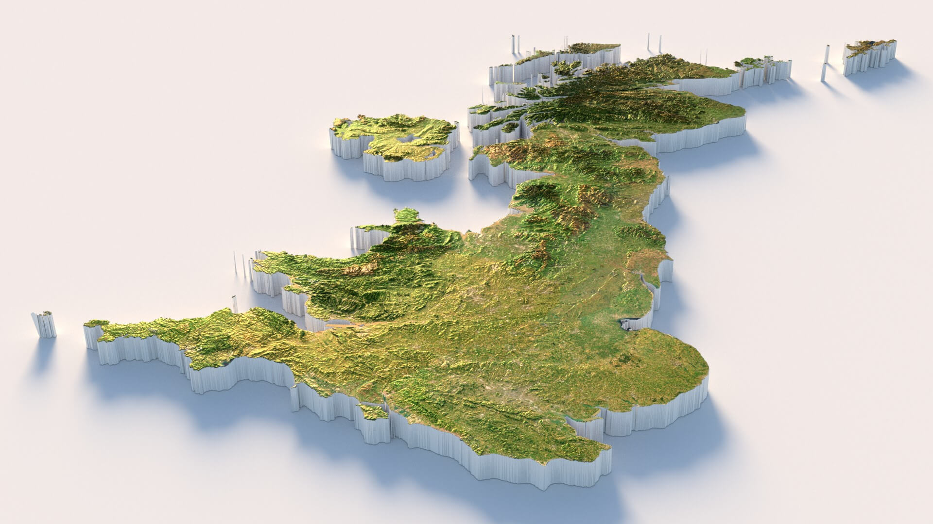 United Kingdom Terrain Map - 3D Model by 3dstudio