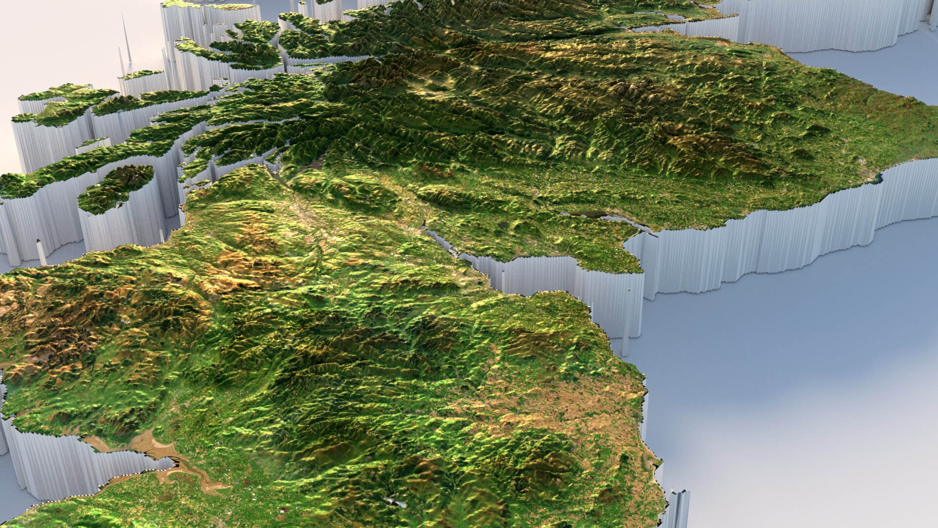 United Kingdom Terrain Map - 3D Model by 3dstudio