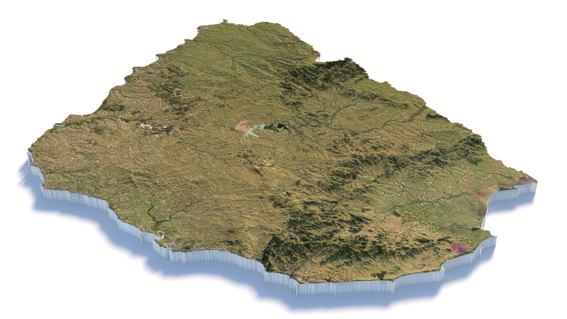 Uruguay Terrain Map - 3D Model by 3dstudio