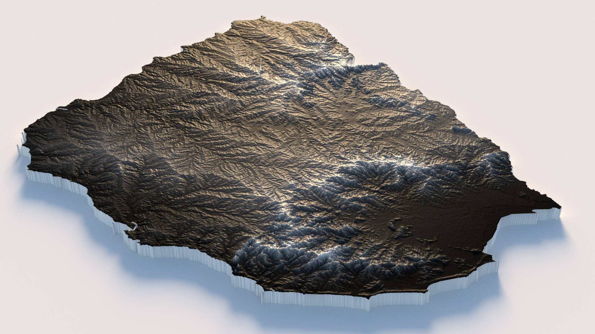 Uruguay Terrain Map - 3D Model by 3dstudio