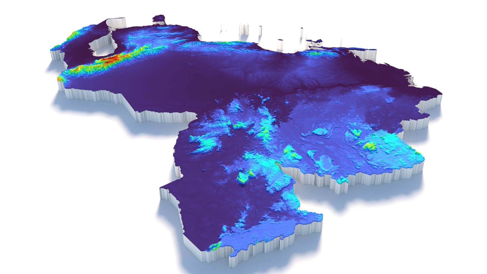 Venezuela Terrain Map - 3D Model by 3dstudio