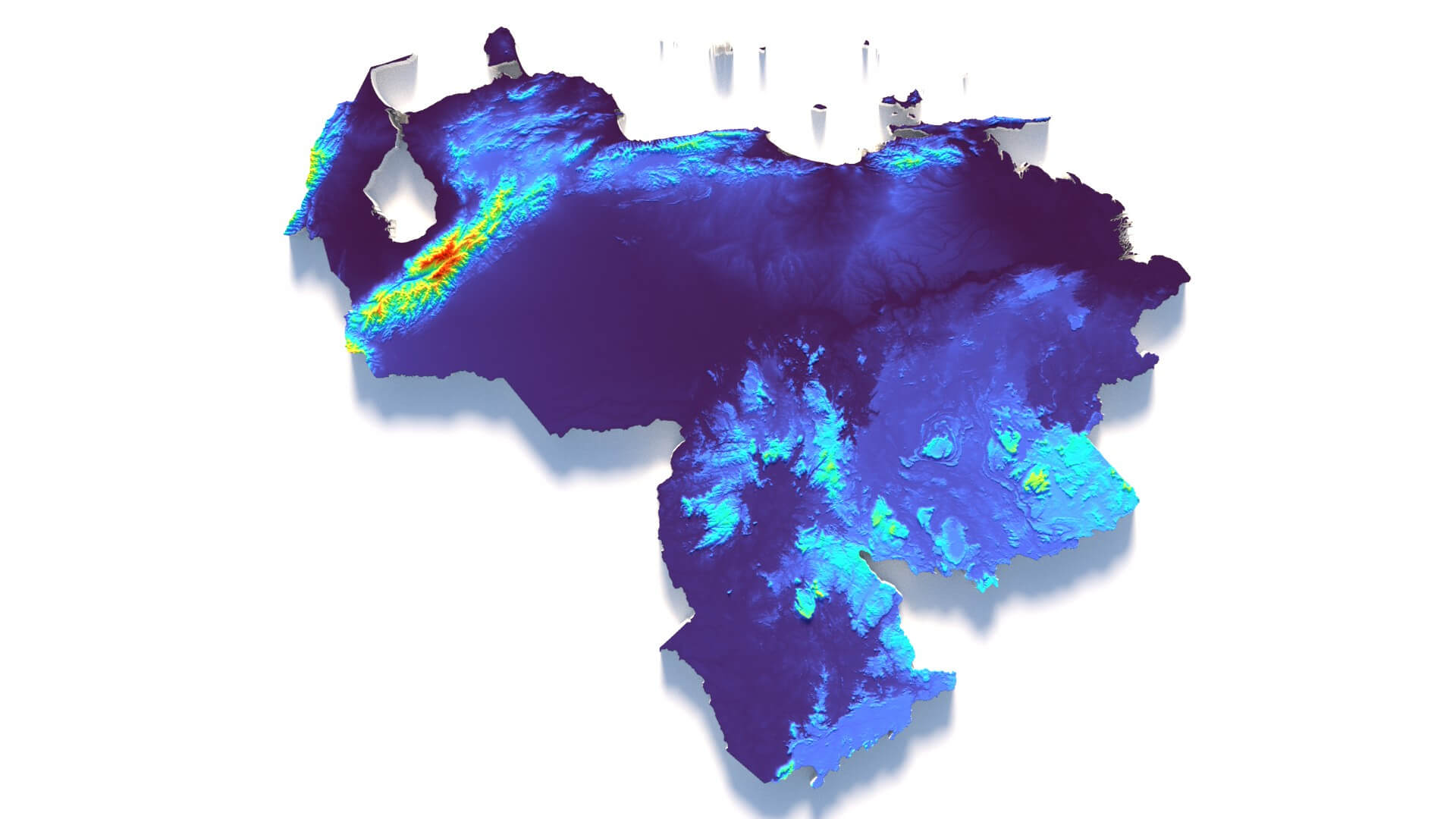 Venezuela Terrain Map - 3D Model by 3dstudio