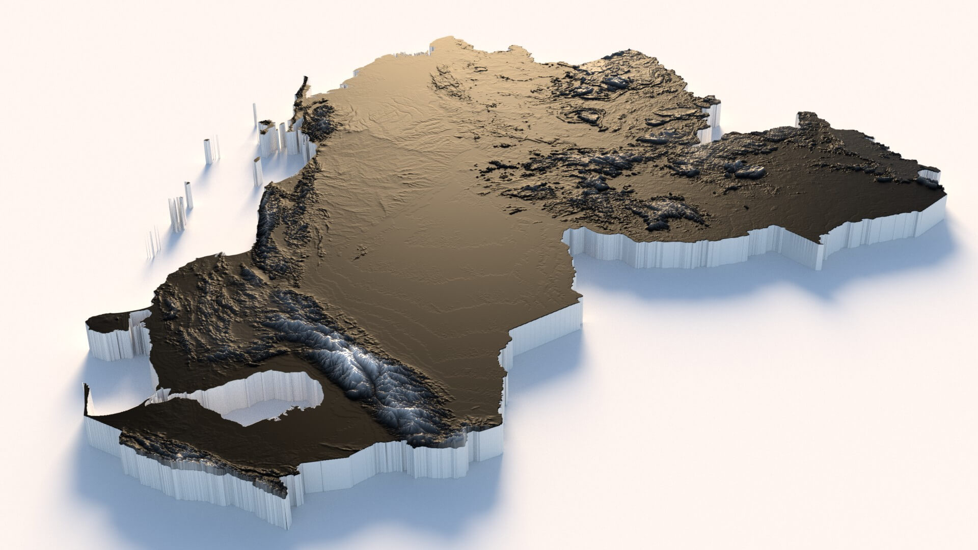 Venezuela Terrain Map - 3D Model by 3dstudio