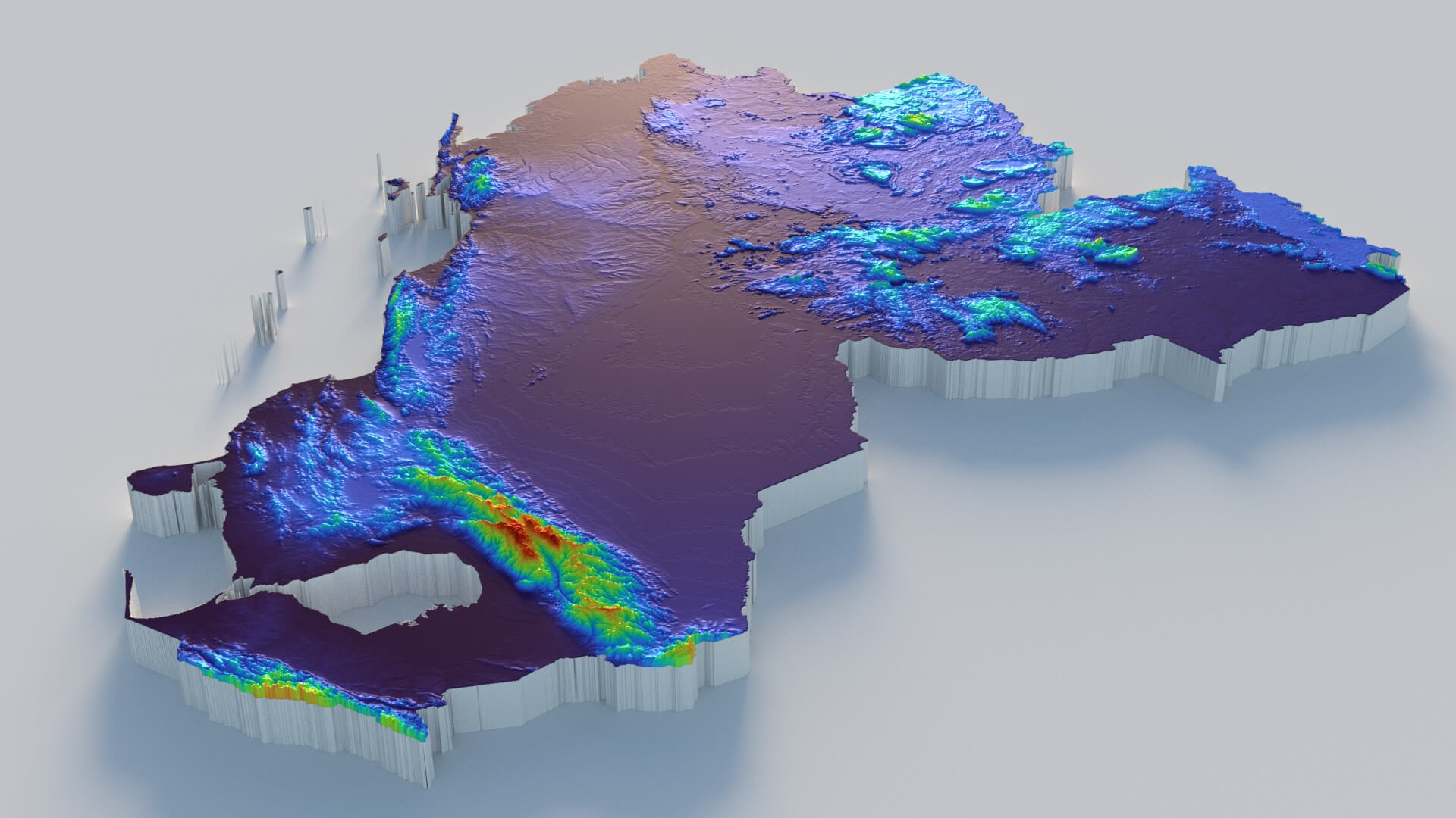 Venezuela Terrain Map - 3D Model by 3dstudio