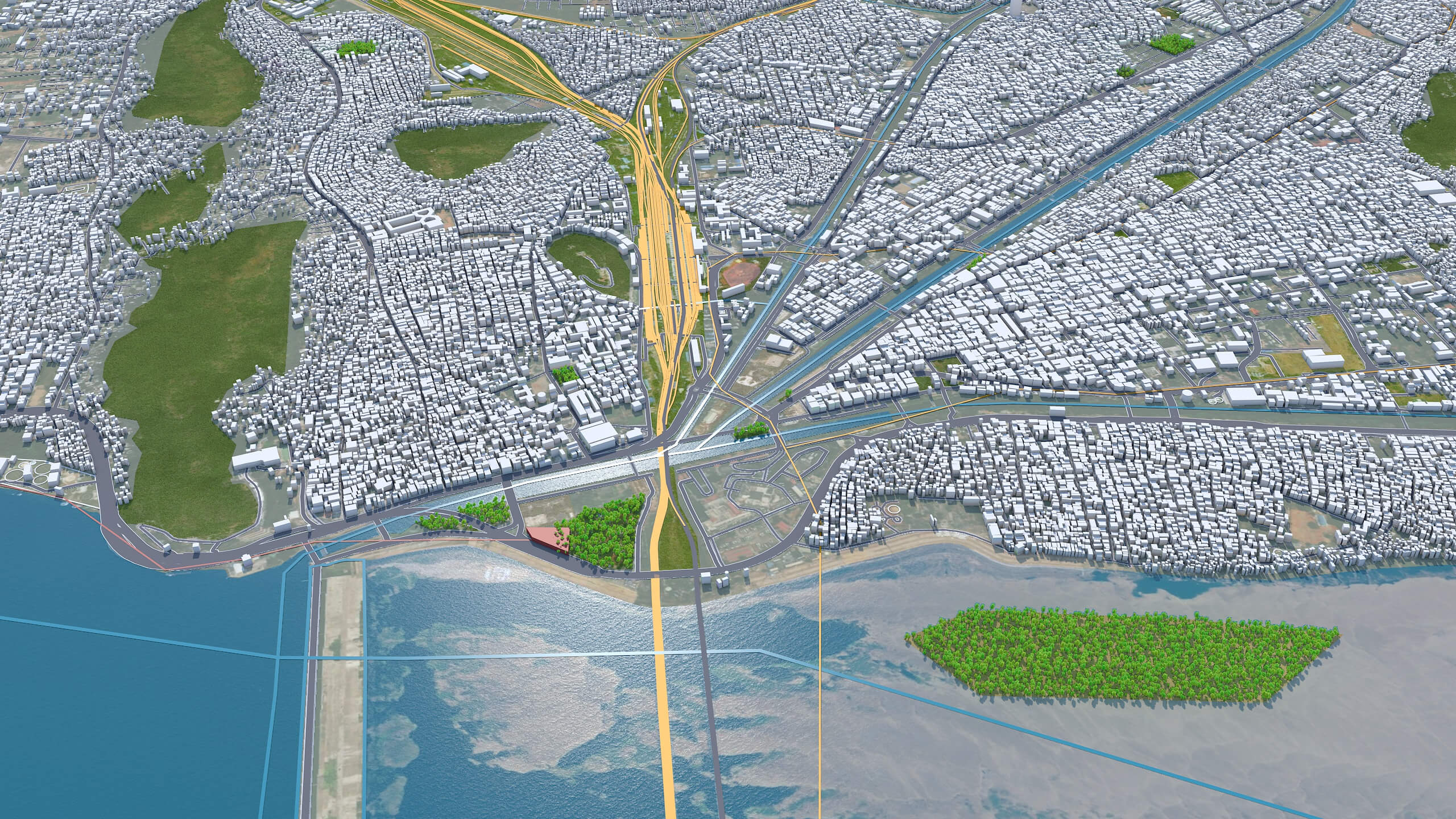 Vijayawada City Andhra Pradesh India 3D Model 30km by 3dstudio