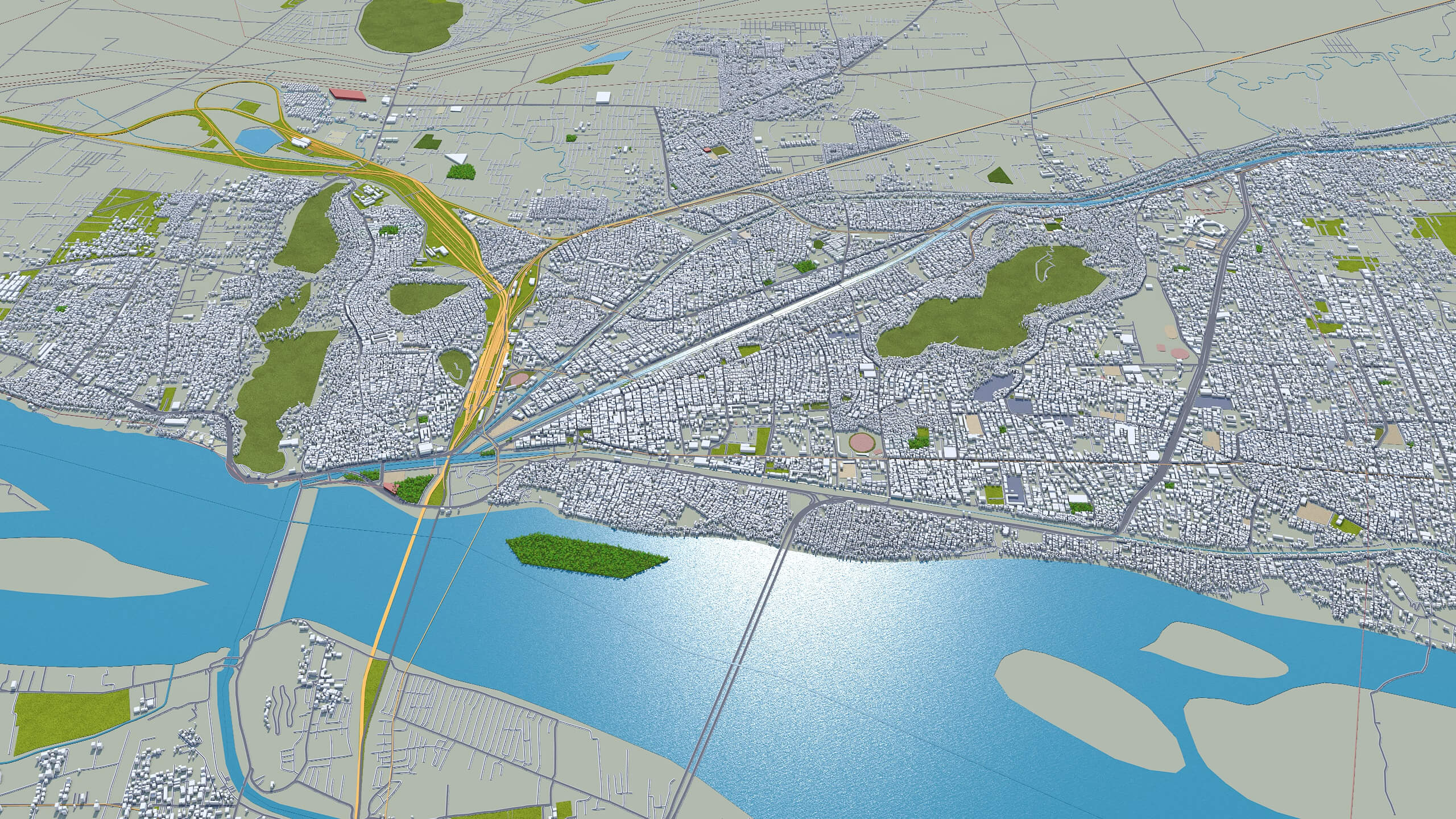 Vijayawada City Andhra Pradesh India 3D Model 30km by 3dstudio