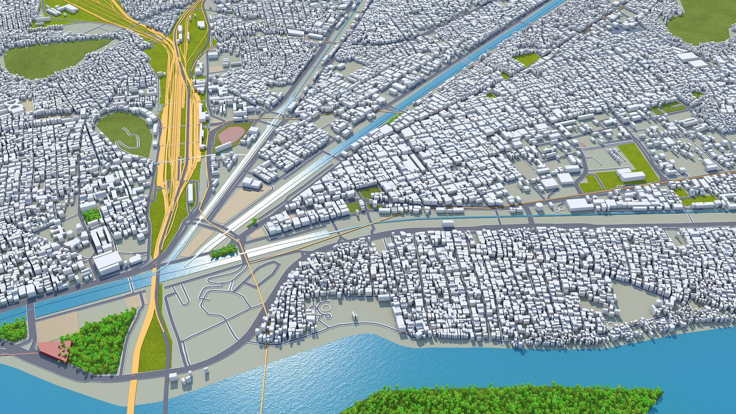 Vijayawada City Andhra Pradesh India 3D Model 30km by 3dstudio