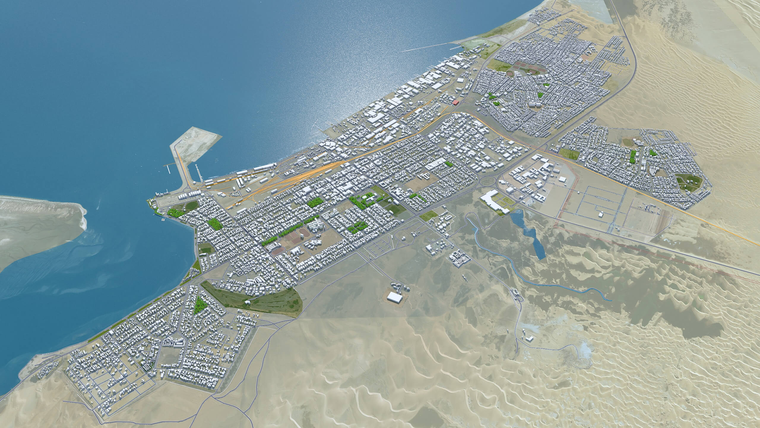Walvis Bay City Namibia 3D Model 15km by 3dstudio