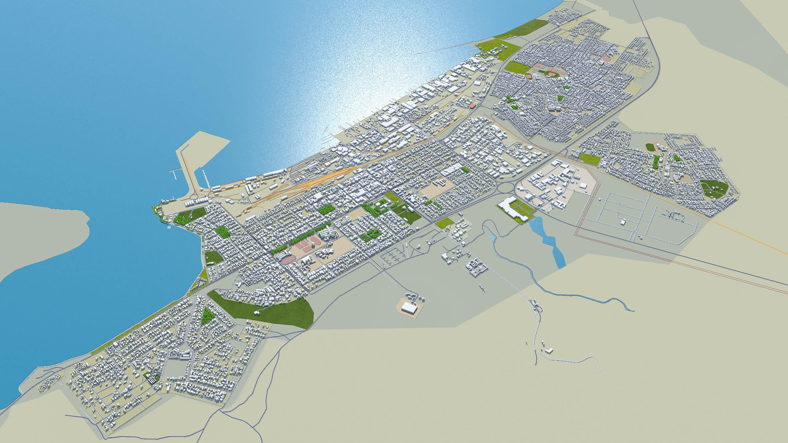 Walvis Bay City Namibia 3D Model 15km by 3dstudio
