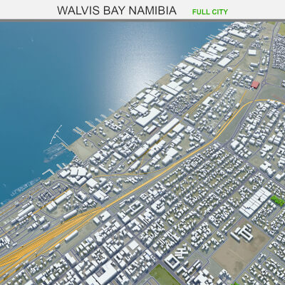 Walvis Bay City Namibia 3D Model 15km by 3dstudio