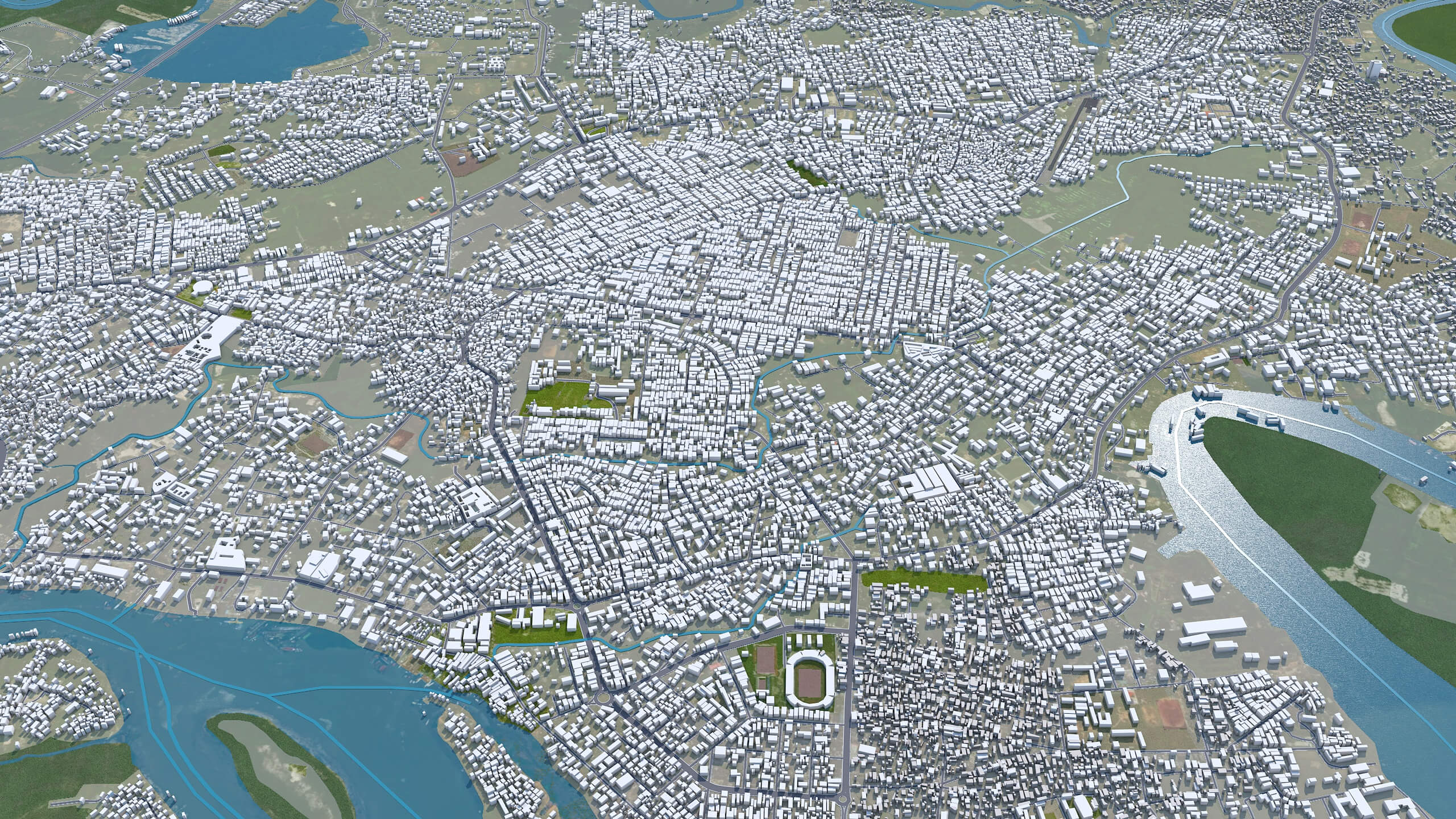 Warri City Nigeria 3D Model 20km by 3dstudio