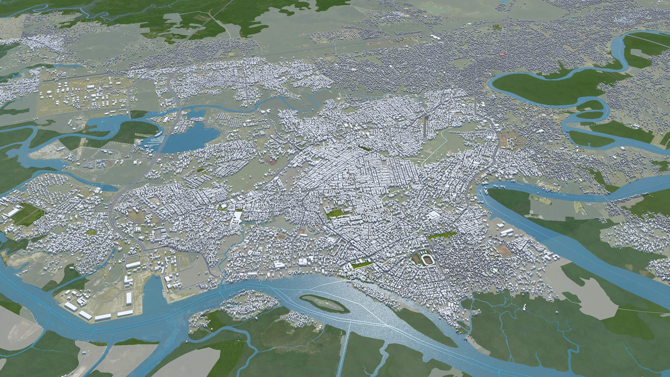 Warri City Nigeria 3D Model 20km by 3dstudio