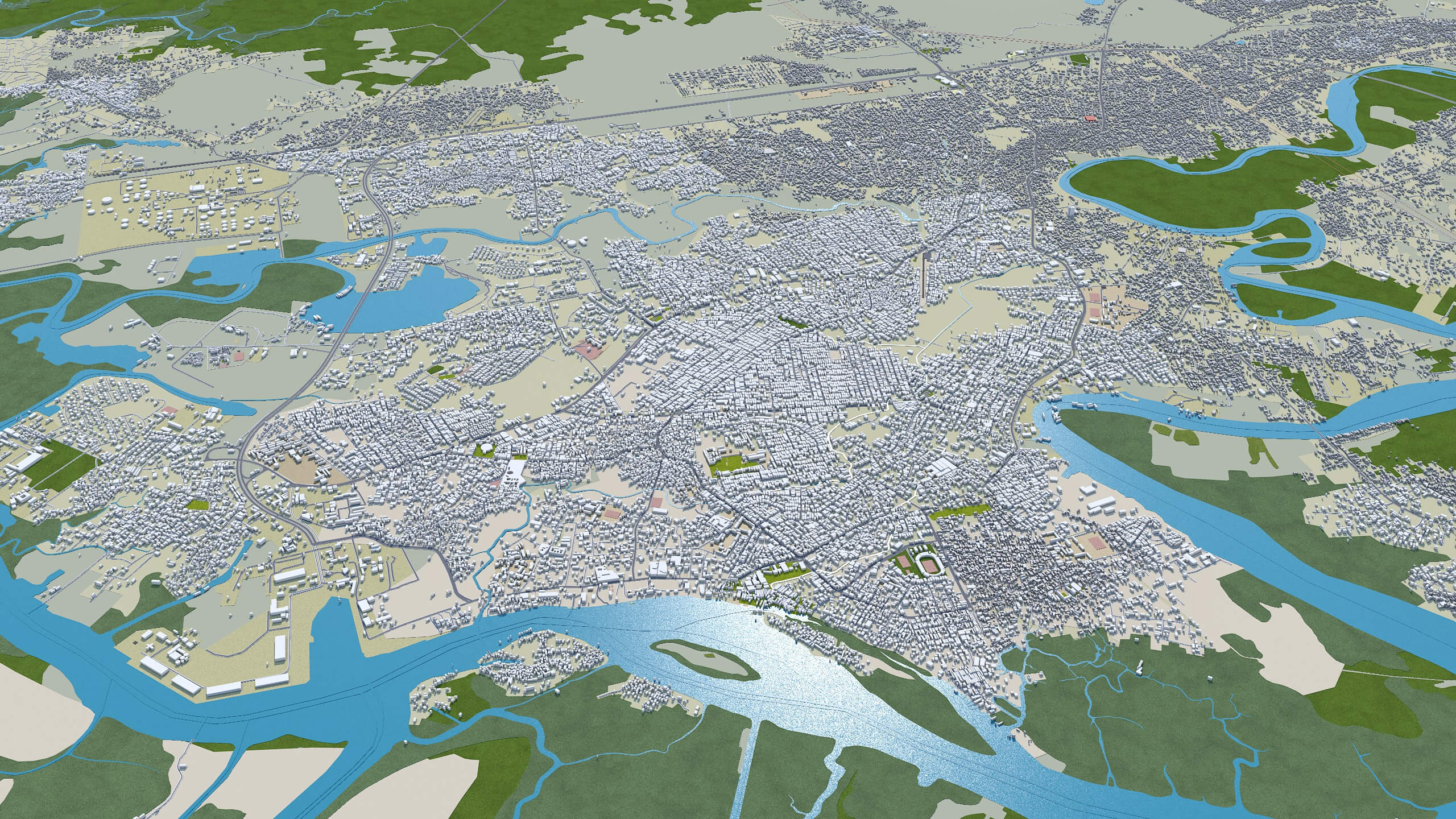 Warri City Nigeria 3D Model 20km by 3dstudio
