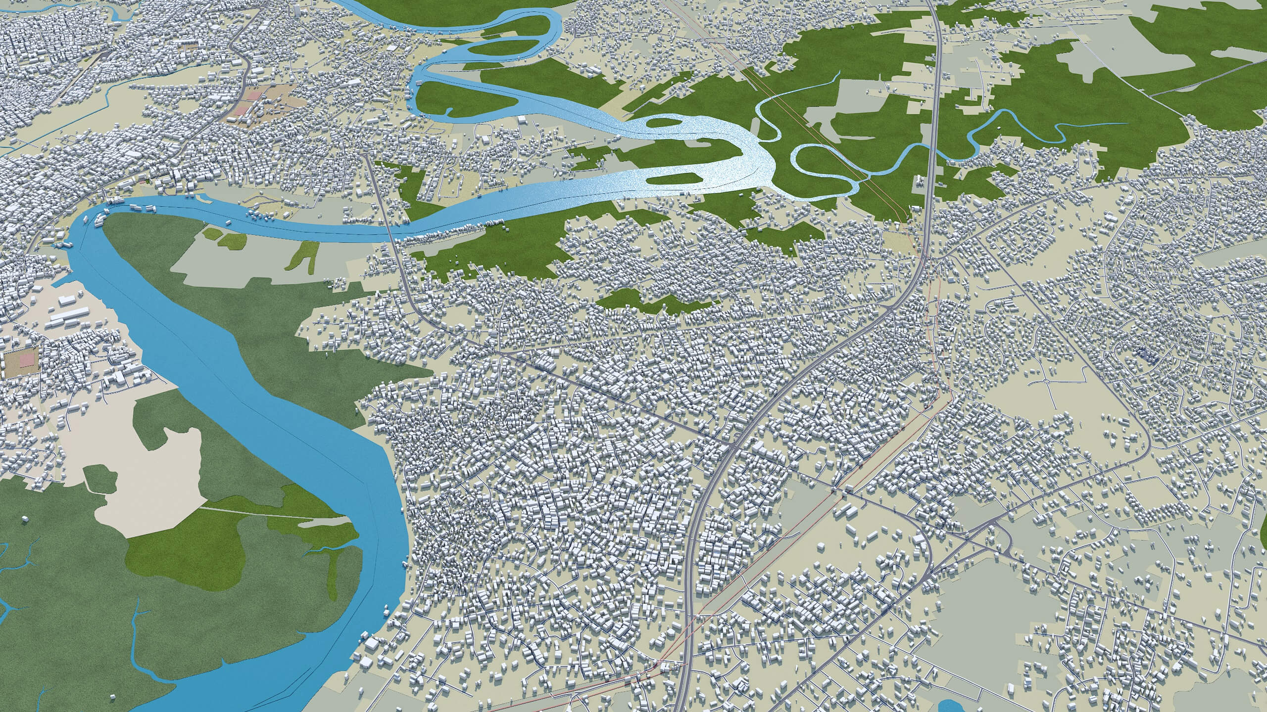 Warri City Nigeria 3D Model 20km by 3dstudio