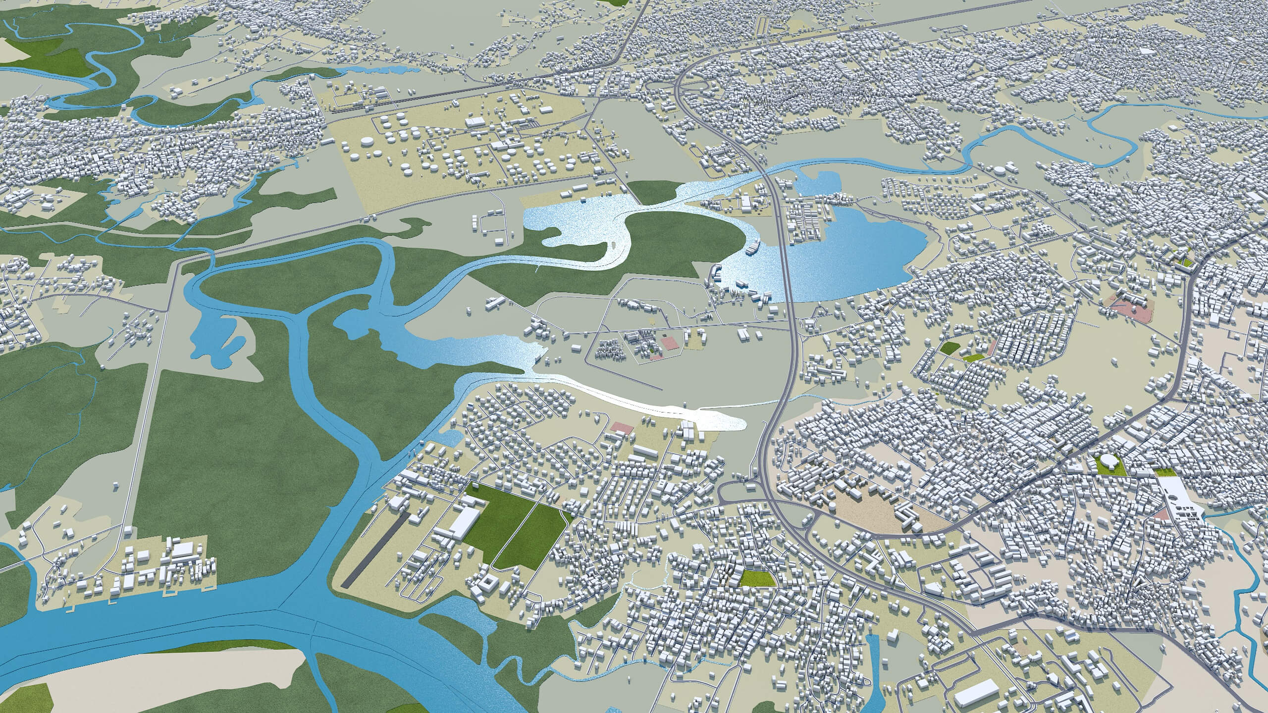 Warri City Nigeria 3D Model 20km by 3dstudio