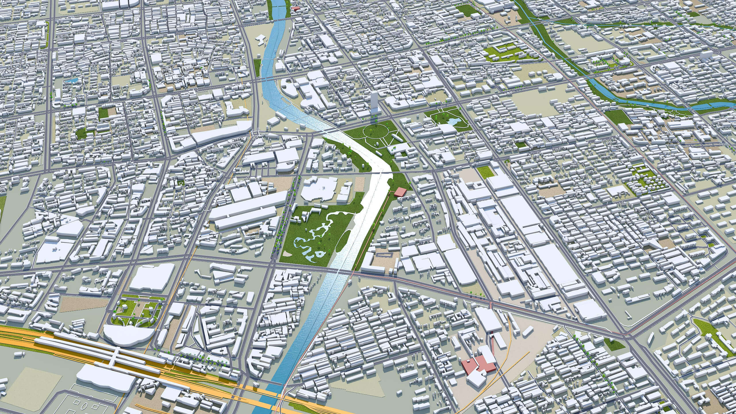 Weifang City Shandong China 3D Model 50km by 3dstudio