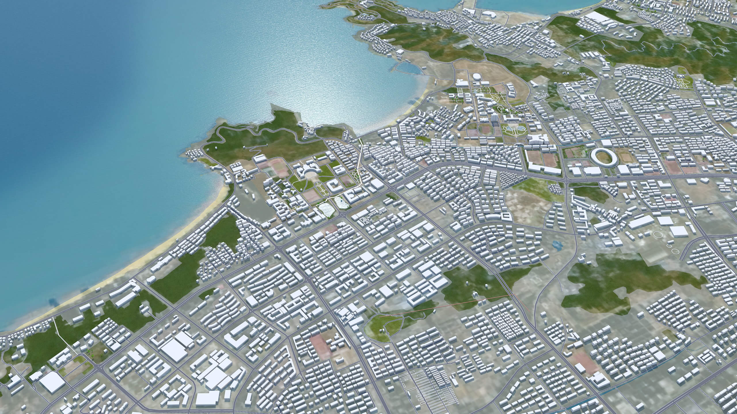 Weihai City Shandong China 3D Model 150km by 3dstudio