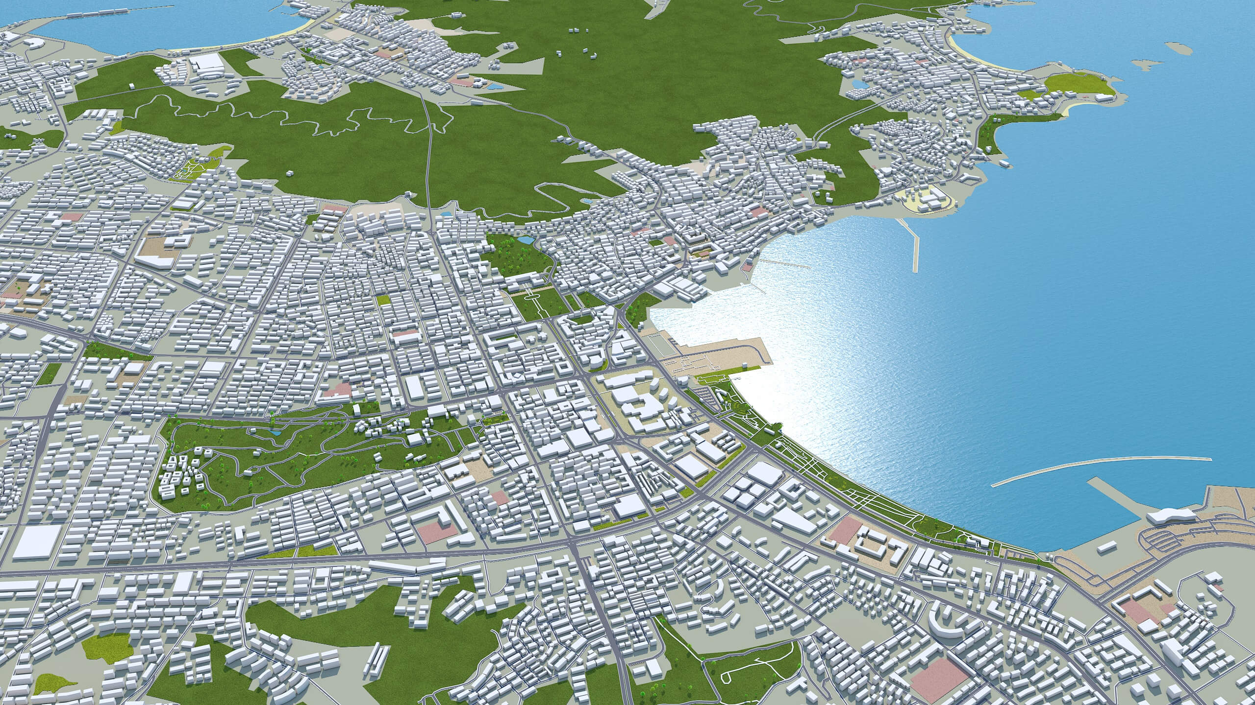 Weihai City Shandong China 3D Model 150km by 3dstudio