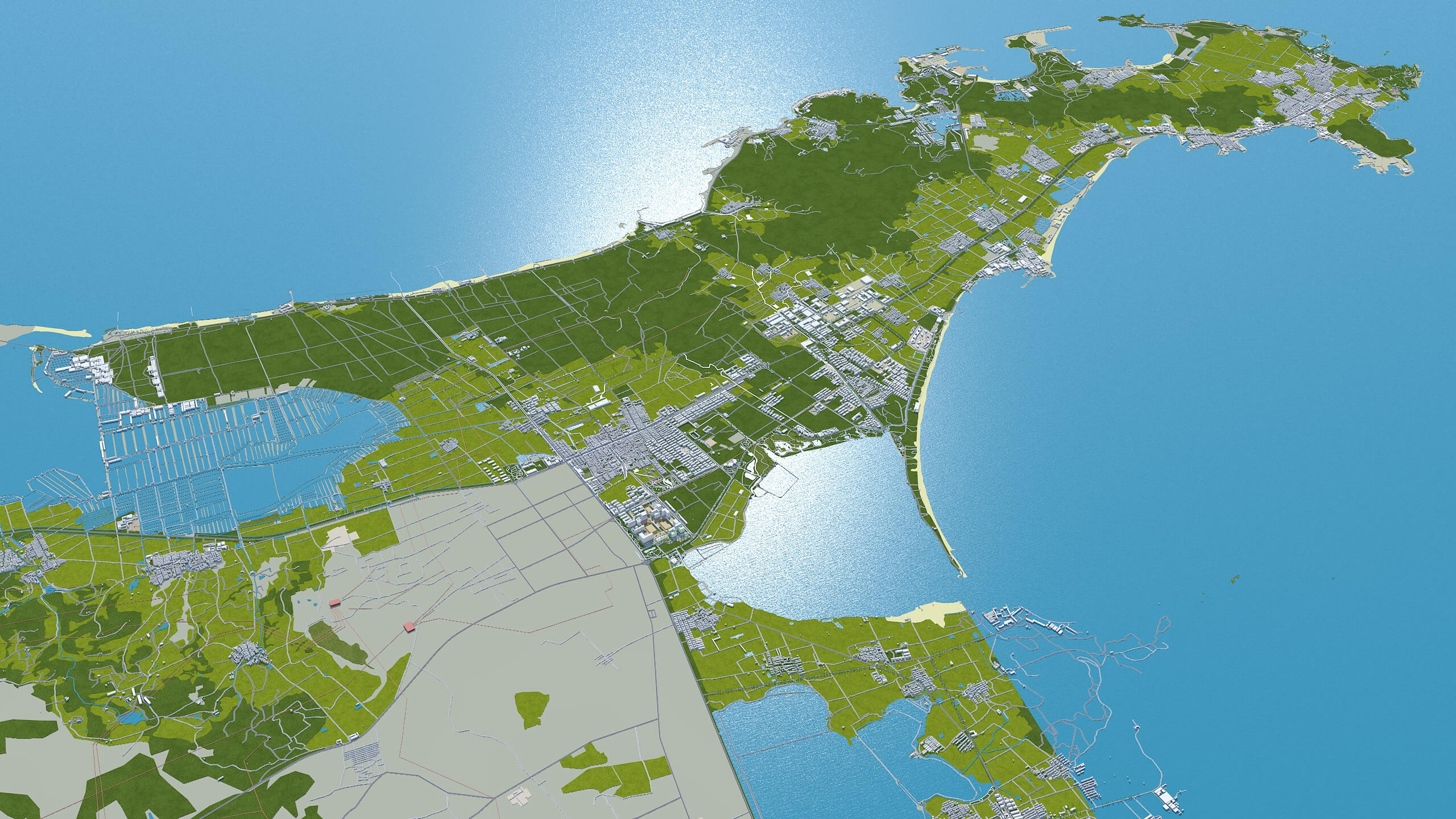 Weihai City Shandong China 3D Model 150km by 3dstudio