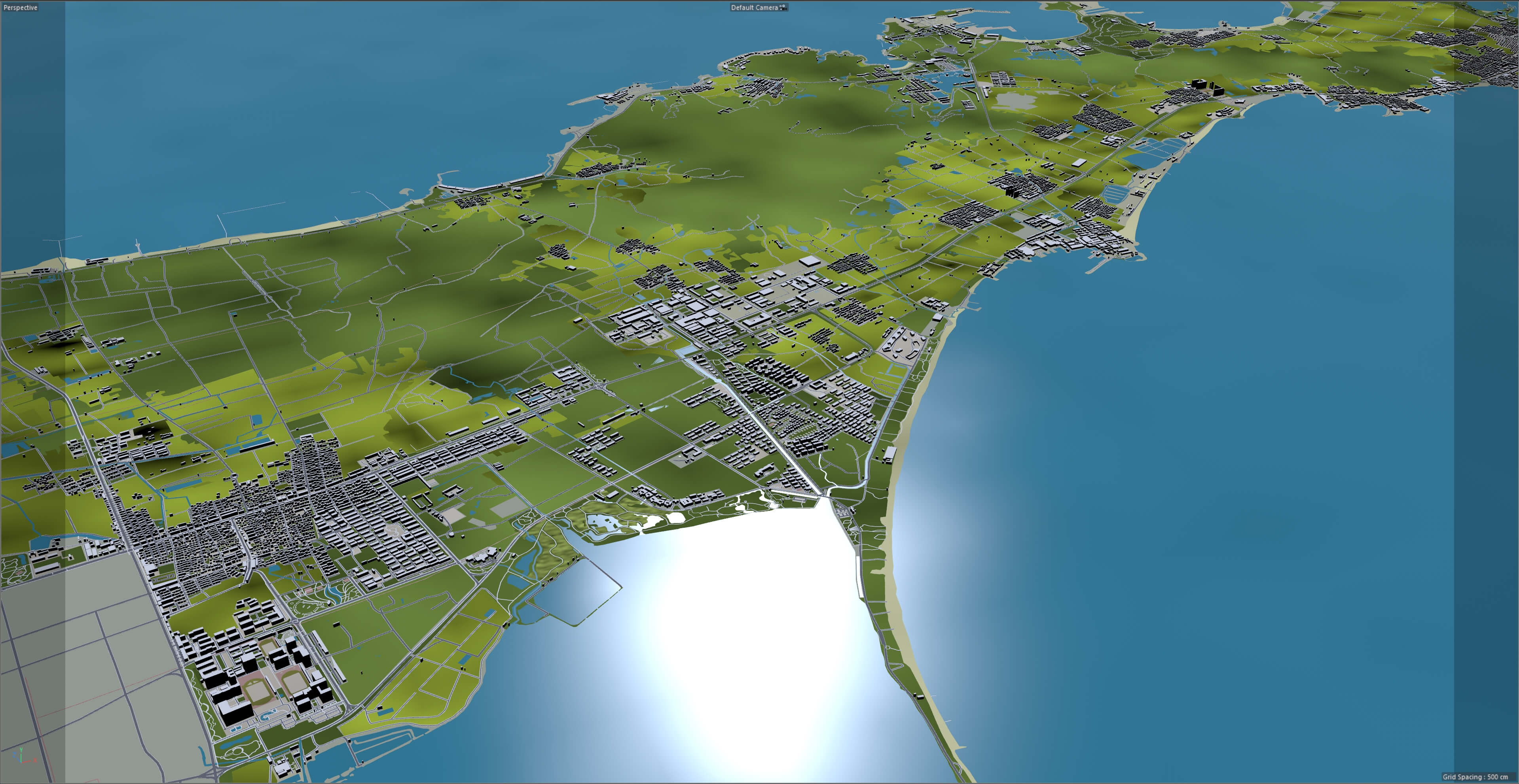 Weihai City Shandong China 3D Model 150km by 3dstudio