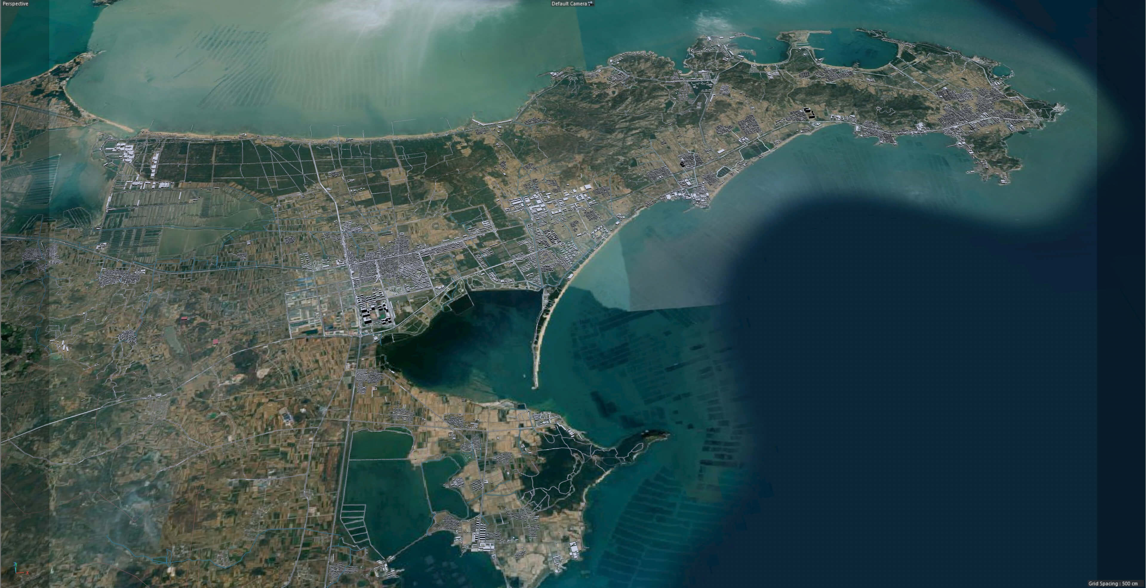 Weihai City Shandong China 3D Model 150km by 3dstudio